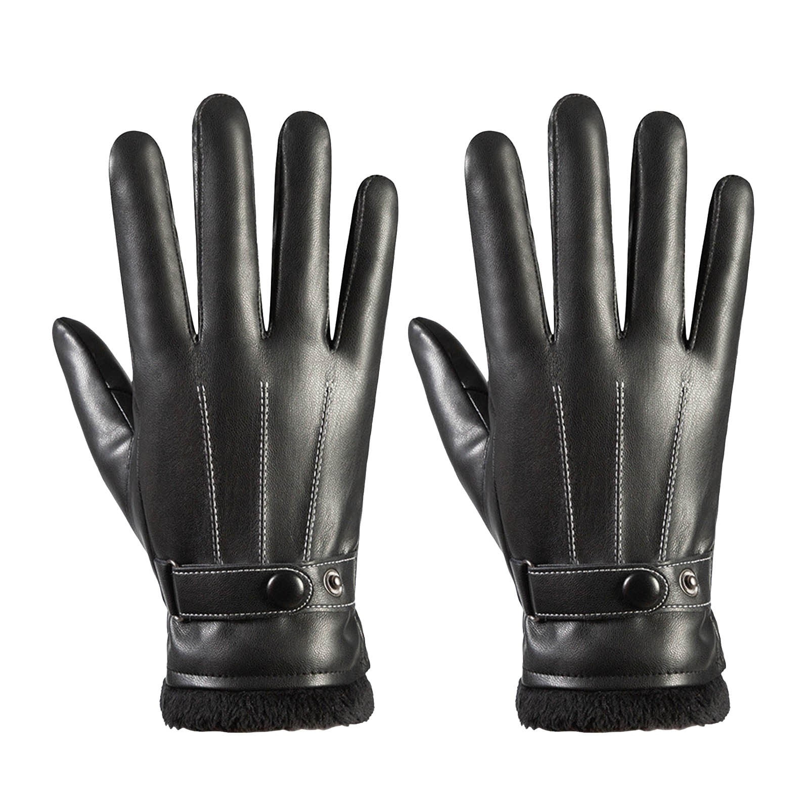 WILEQEP Softy Gloves Leather Gloves For Men Winter Driving Leather ...