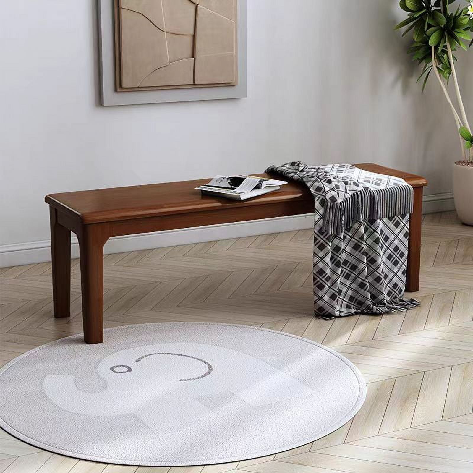 WILK 100% Natural Solid Oak Dark Wood Bench Farmhouse Dining Bench ...