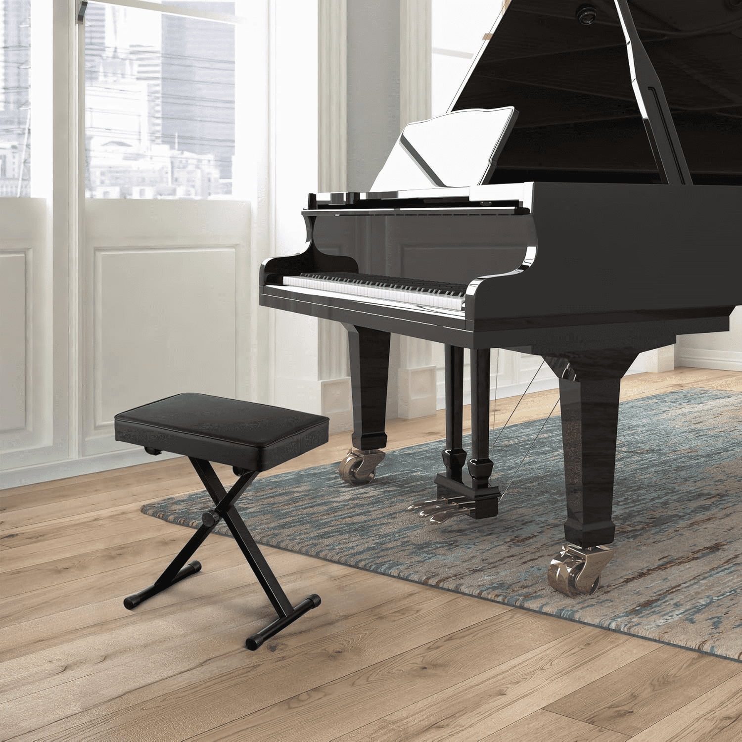 WILK Adjustable Piano Bench, X-Style Keyboard Bench Piano Stool Chair ...