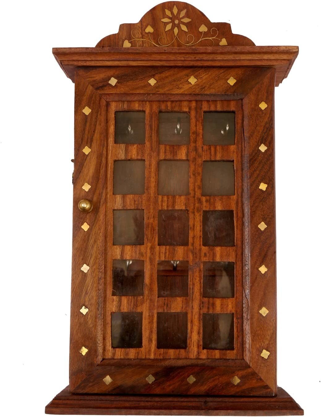 WILLART Safe Key Holder Wall Mounted Handcrafted Wooden Box Ring Hanger ...