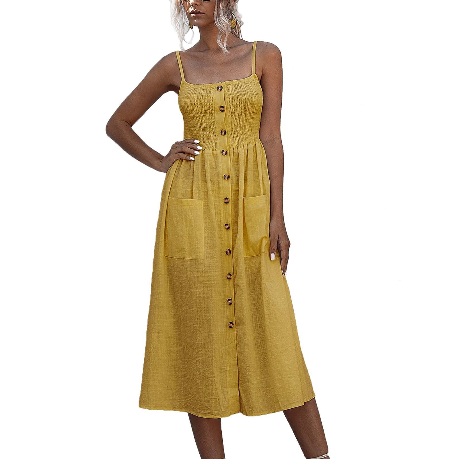 Willbest Fall Wedding Guest Dresses For Women Casual Womens Summer Dress Strappy Solid Color