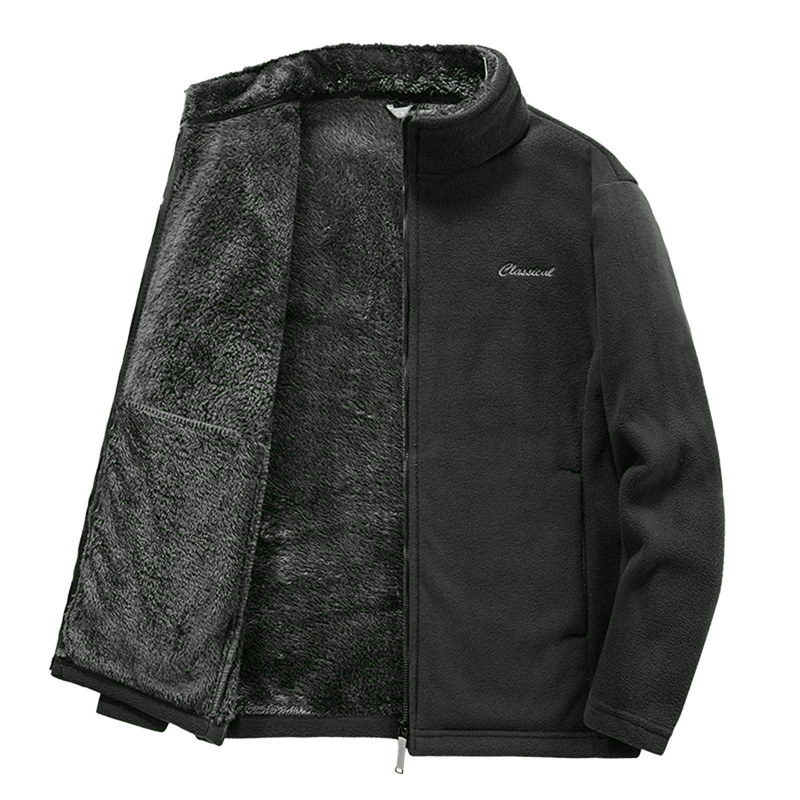 Willbest Jackets For Men Male Casual Warm Plush Coral Velvet Solid