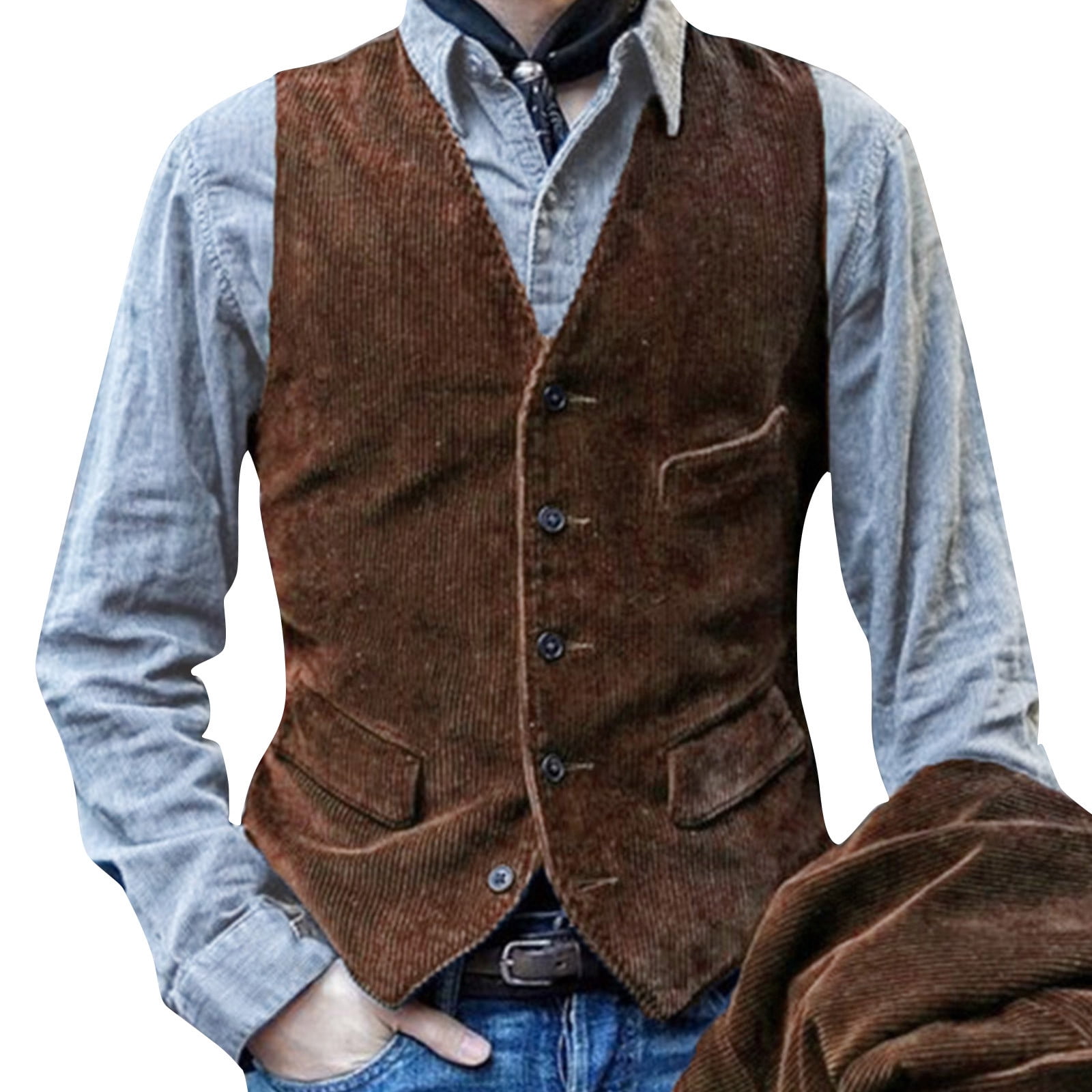 WILLBEST Jackets for Men Men's British Style Workwear Corduroy Vest ...