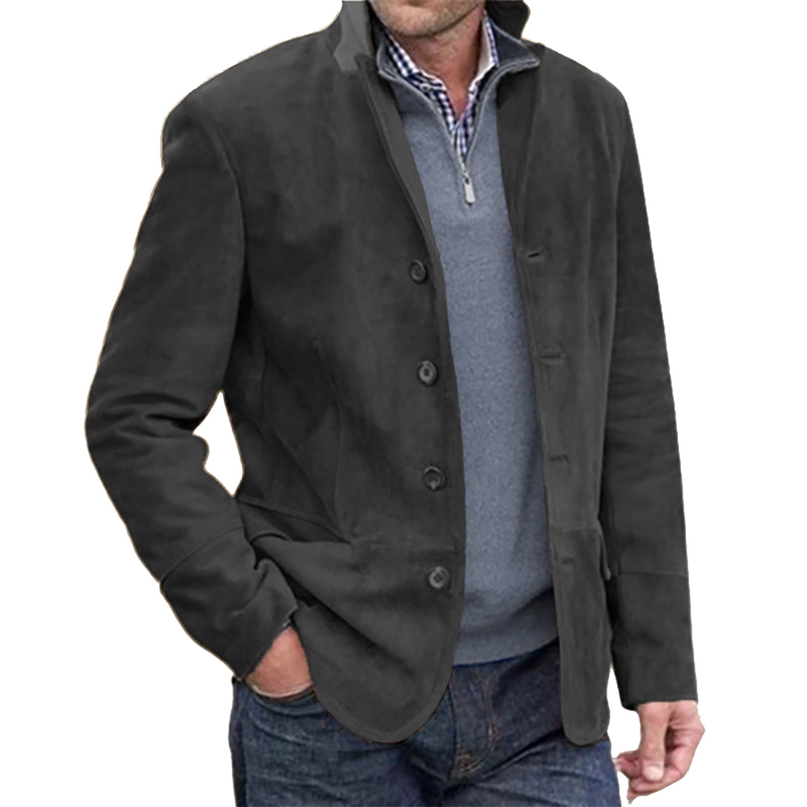 WILLBEST Jackets for Men Men's Fall Winter Office Single Wool Coat ...