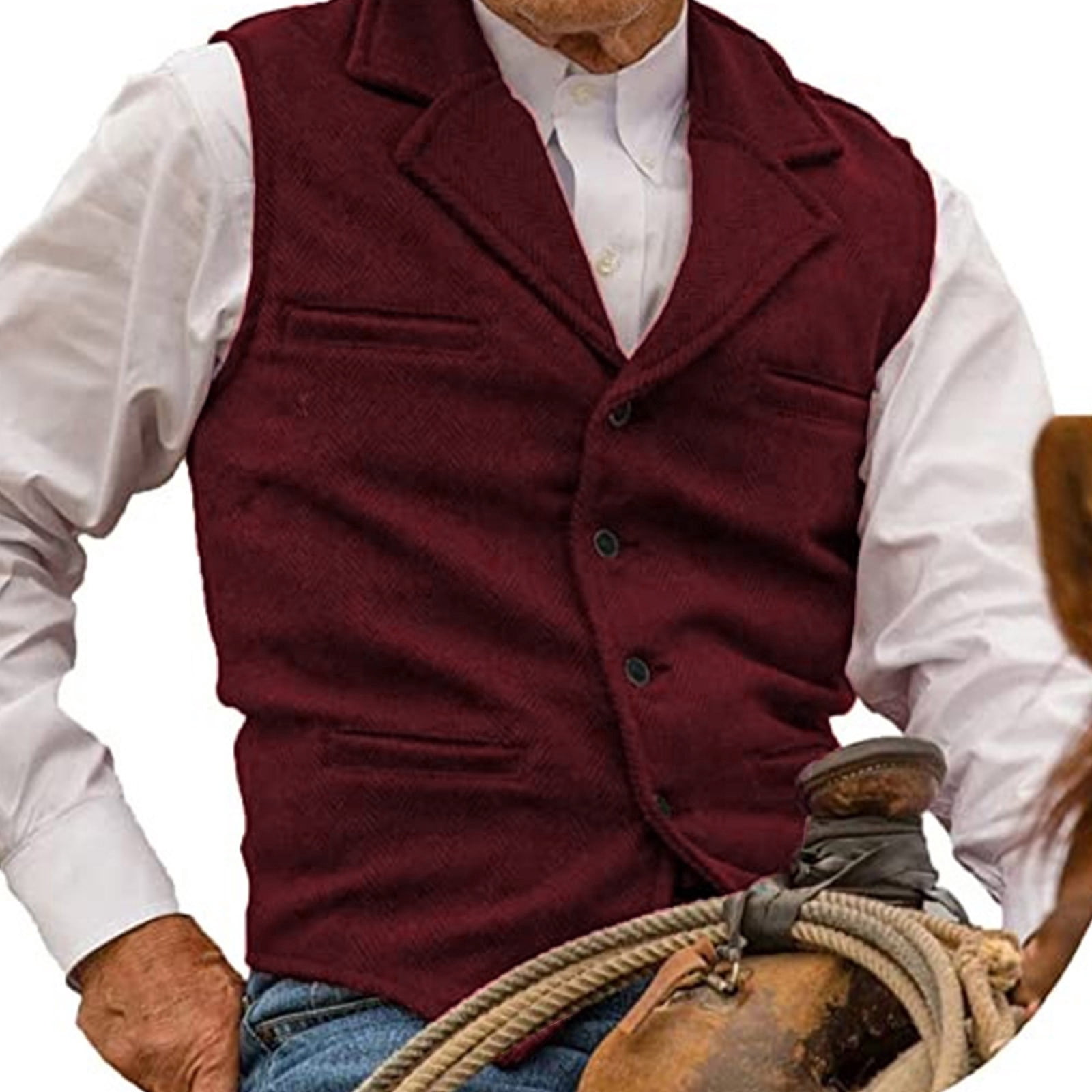 WILLBEST Jackets for Men Men's Slim Fit Leather Vest Single Vest ...