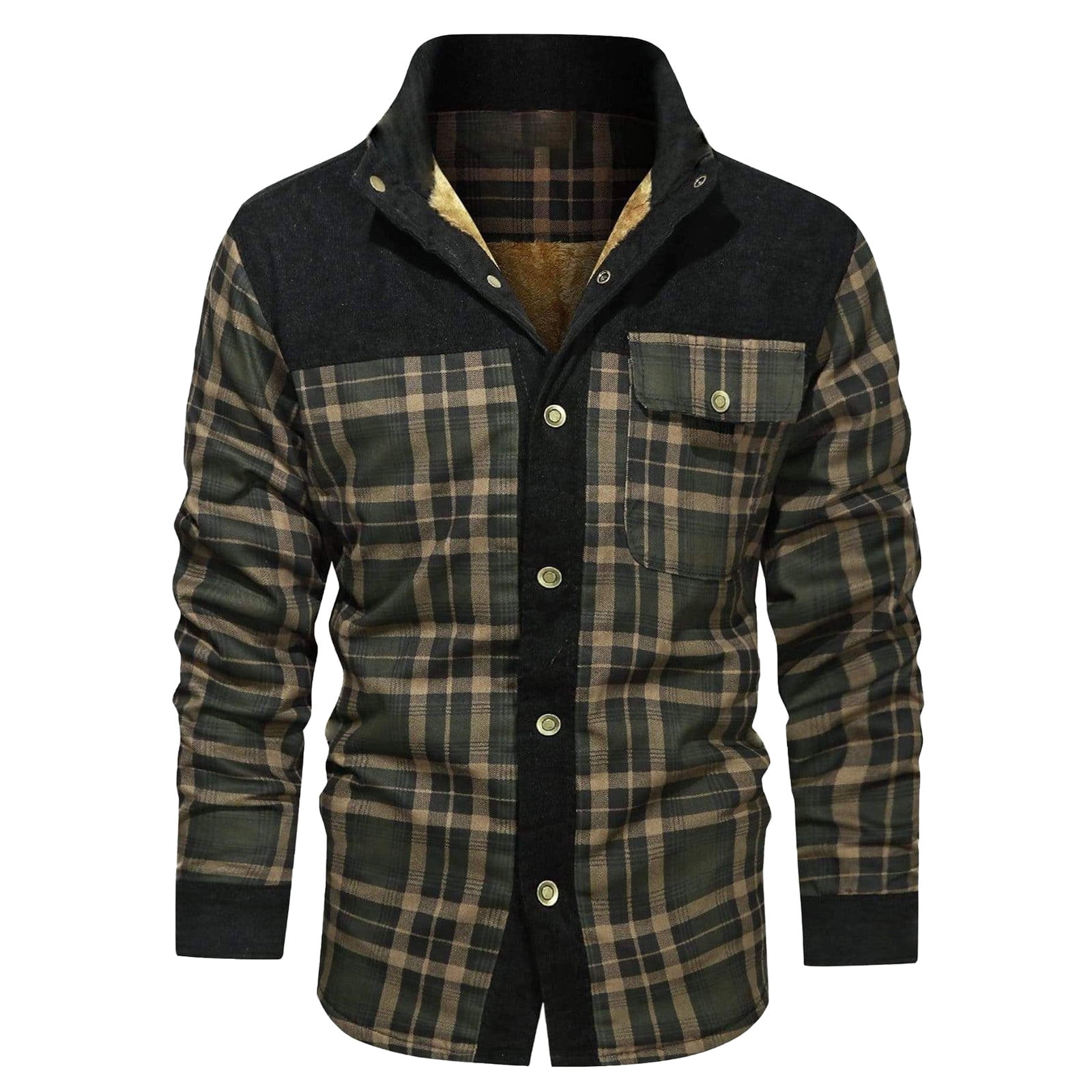 WILLBEST Jackets for Men Men's Winter Wool Lined Flannel Plaid Shirt ...
