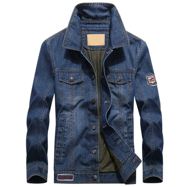 WILLBEST Jackets for Men Mens Vintage Jeans Jacket Fashion Loose Simple ...