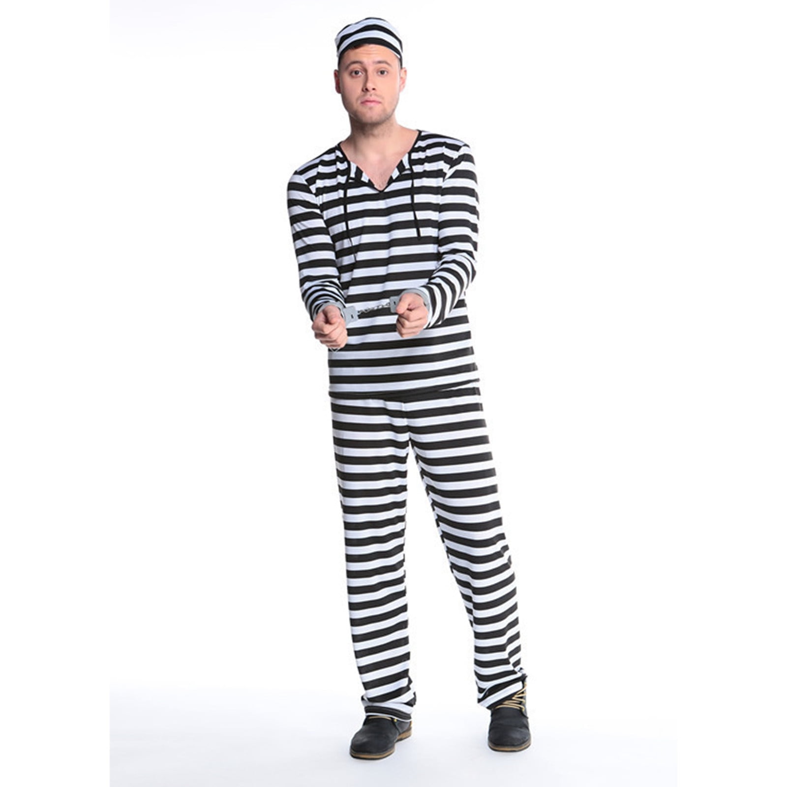 WILLBEST Mens Cargo Pants Striped Prisoner Rave Party Female Prisoner ...