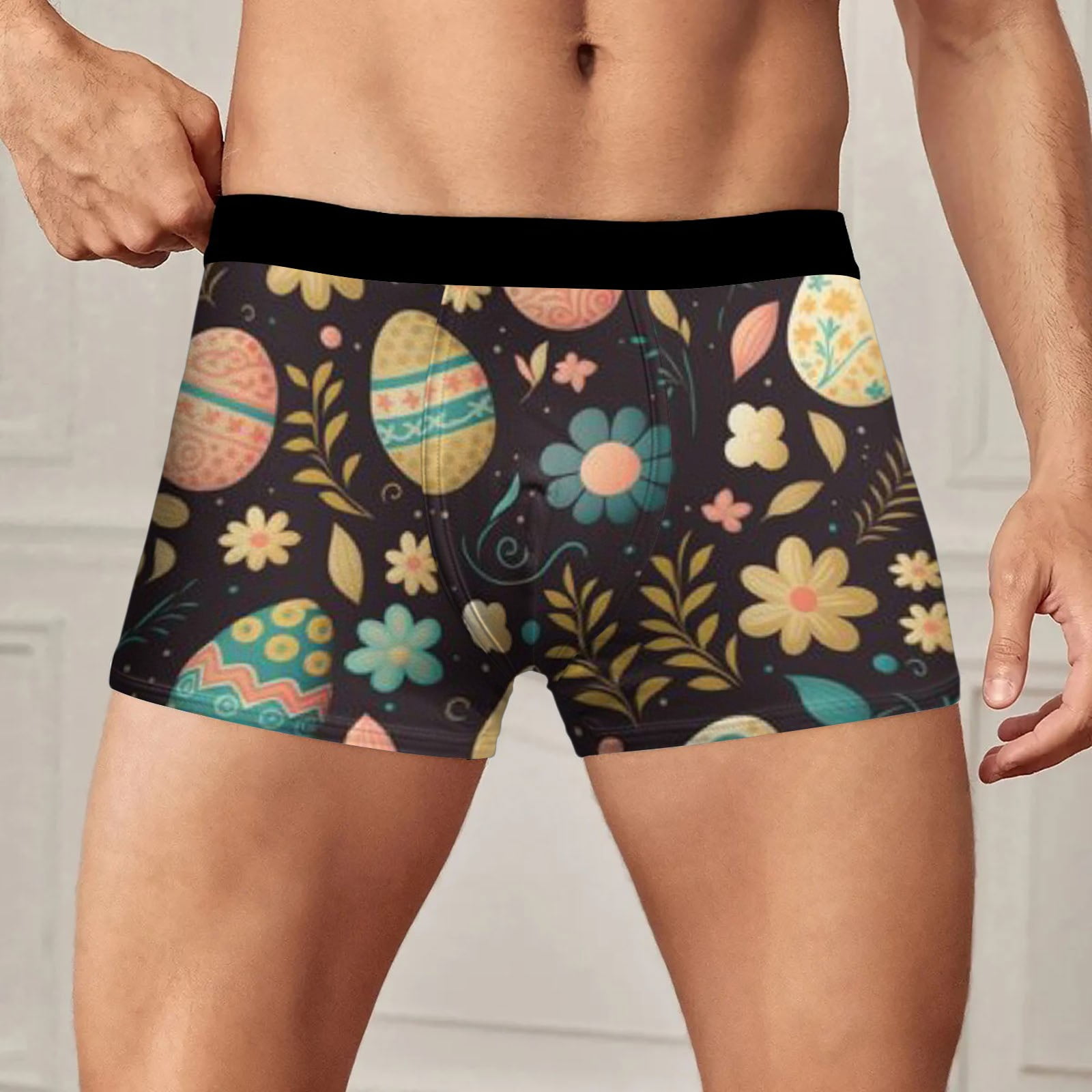 WILLBEST Mens Panties Mens Easter Underwear Breathable Trend Novel Digital 3D Printed S ...