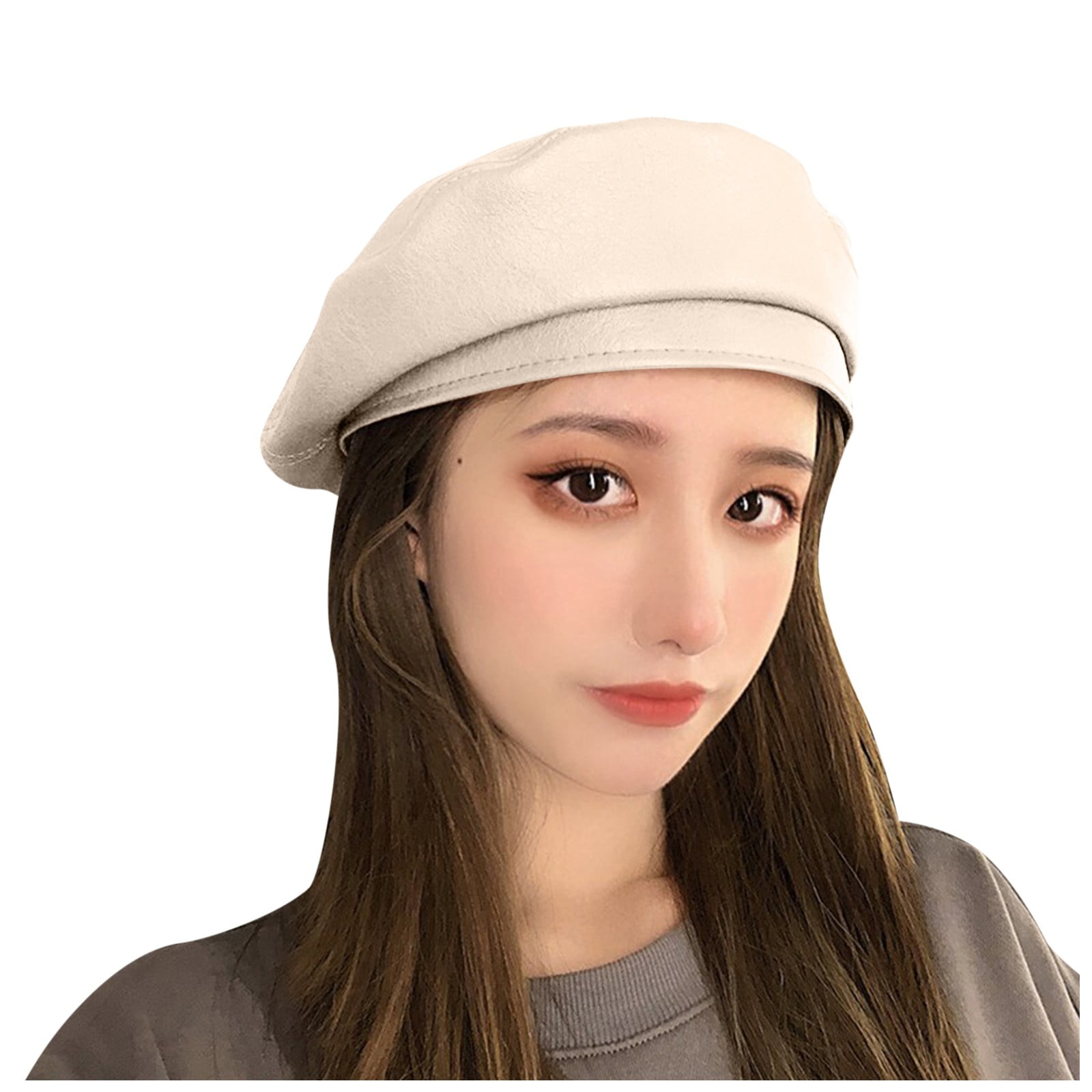 WILLBEST Sun Hats for Men Women Beret Hat Faux Leather Beret French ...