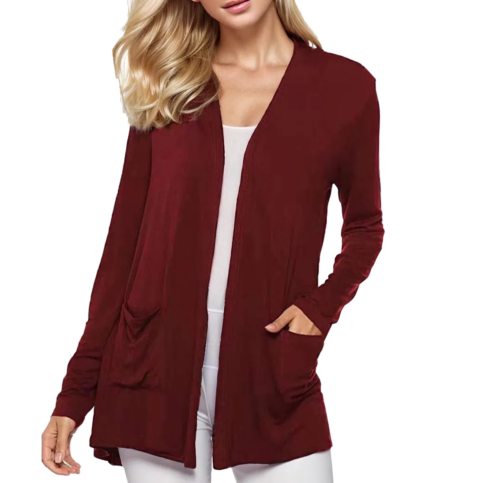 WILLBEST Sweaters for Women Women's Long Sleeve Cardigan V Neck Hollow ...