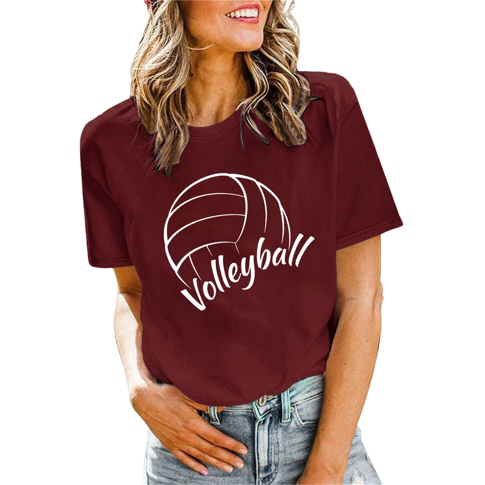WILLBEST T Shirts for Teen Girls Trendy T Shirts Women Volleyball ...