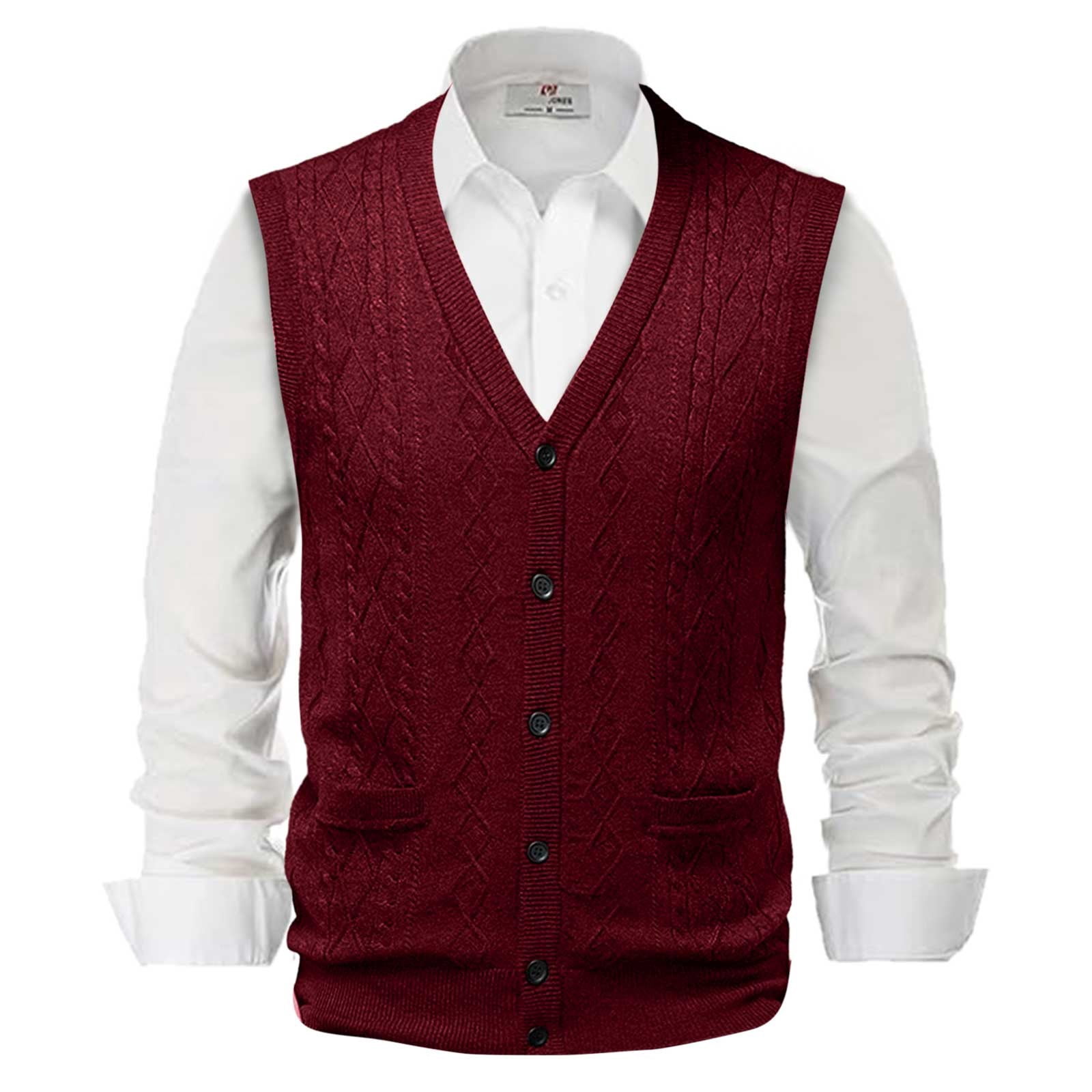 WILLBEST Tank Male Autumn and Winter Single Buckle Sweater Vest Vest V ...