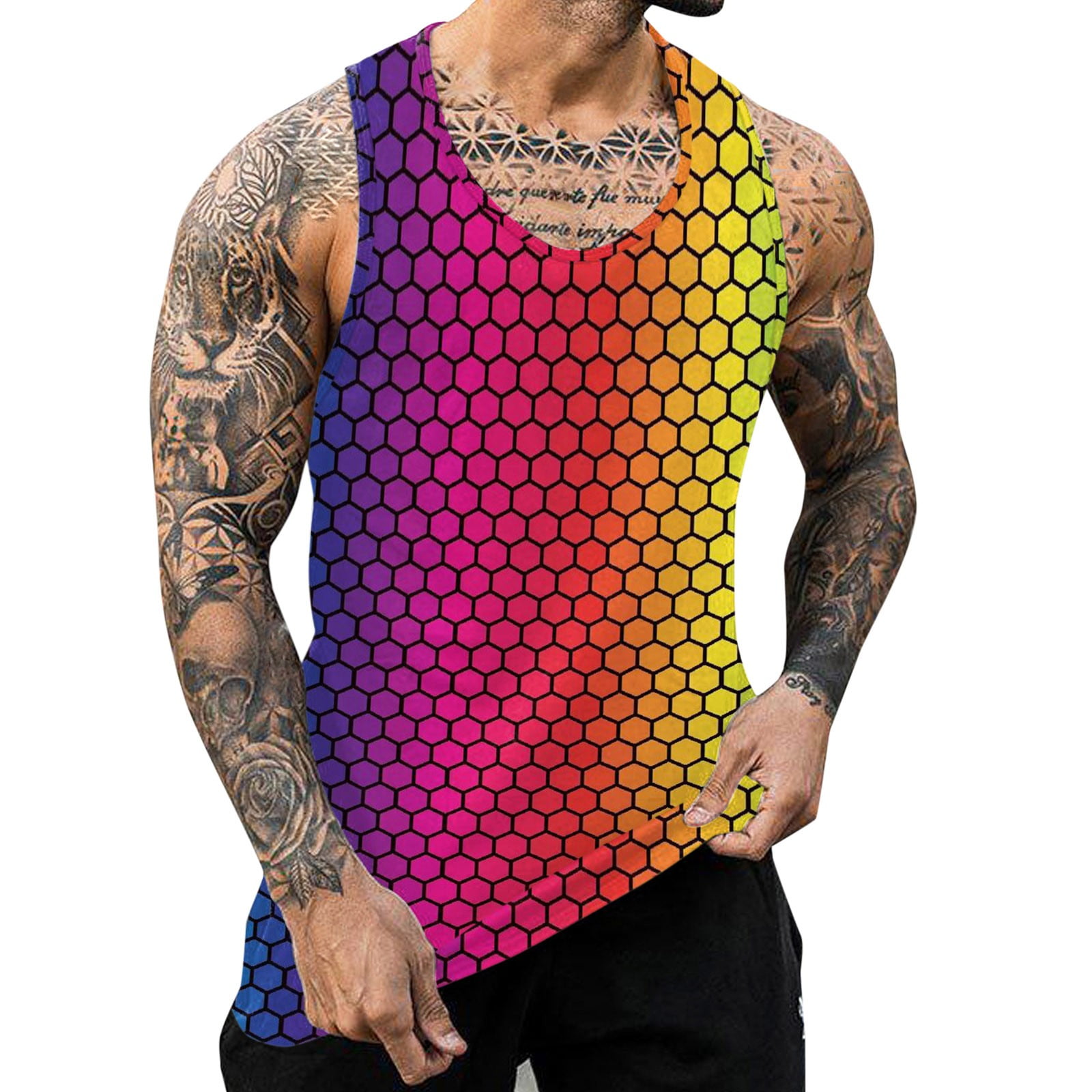 Willbest Tank Male Spring Sex Festive Carnival Tank Top Colorful Themed