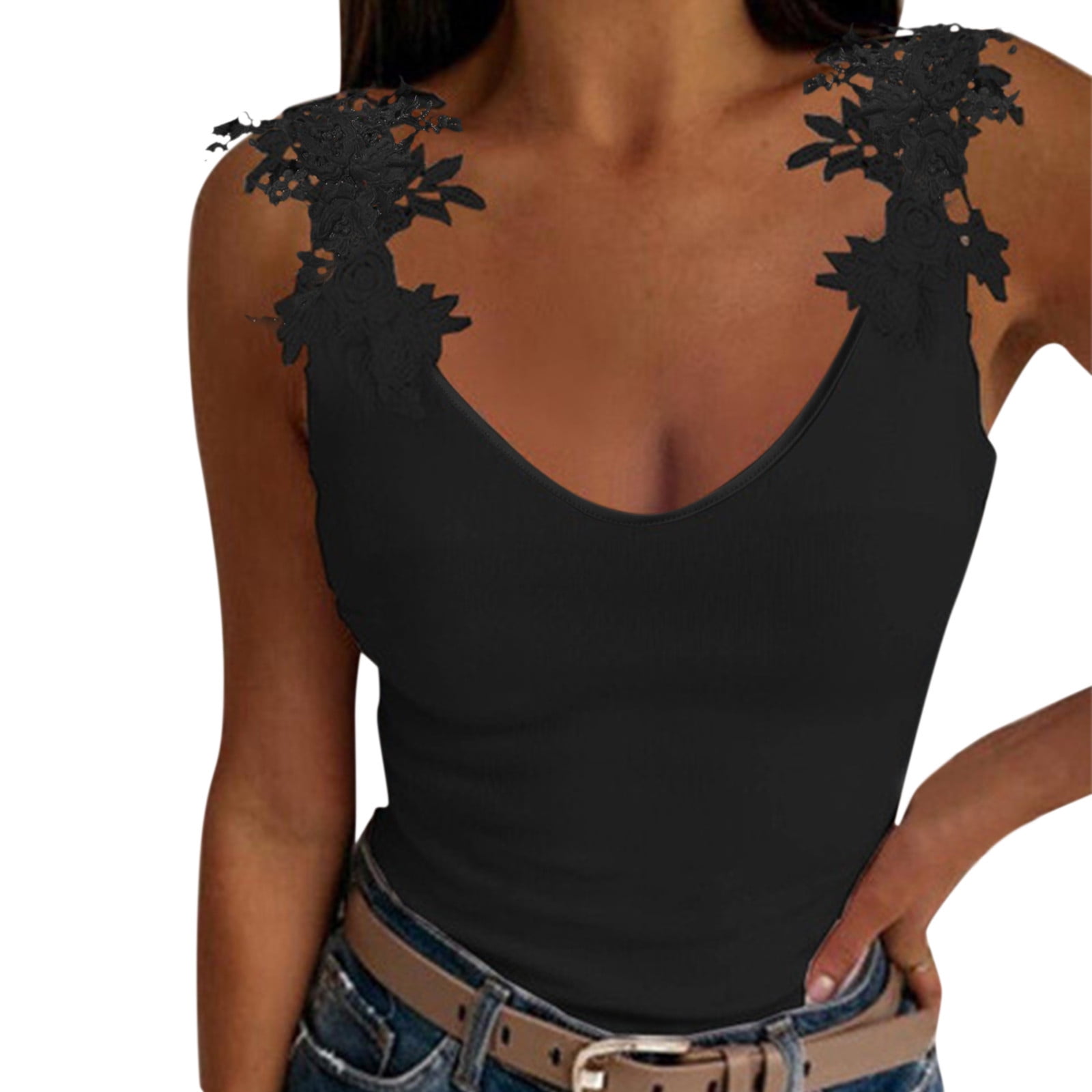Willbest White Tank Top Woman Long Torso Womens Summer Sexy Tops Lace Sleeveless Solid Color