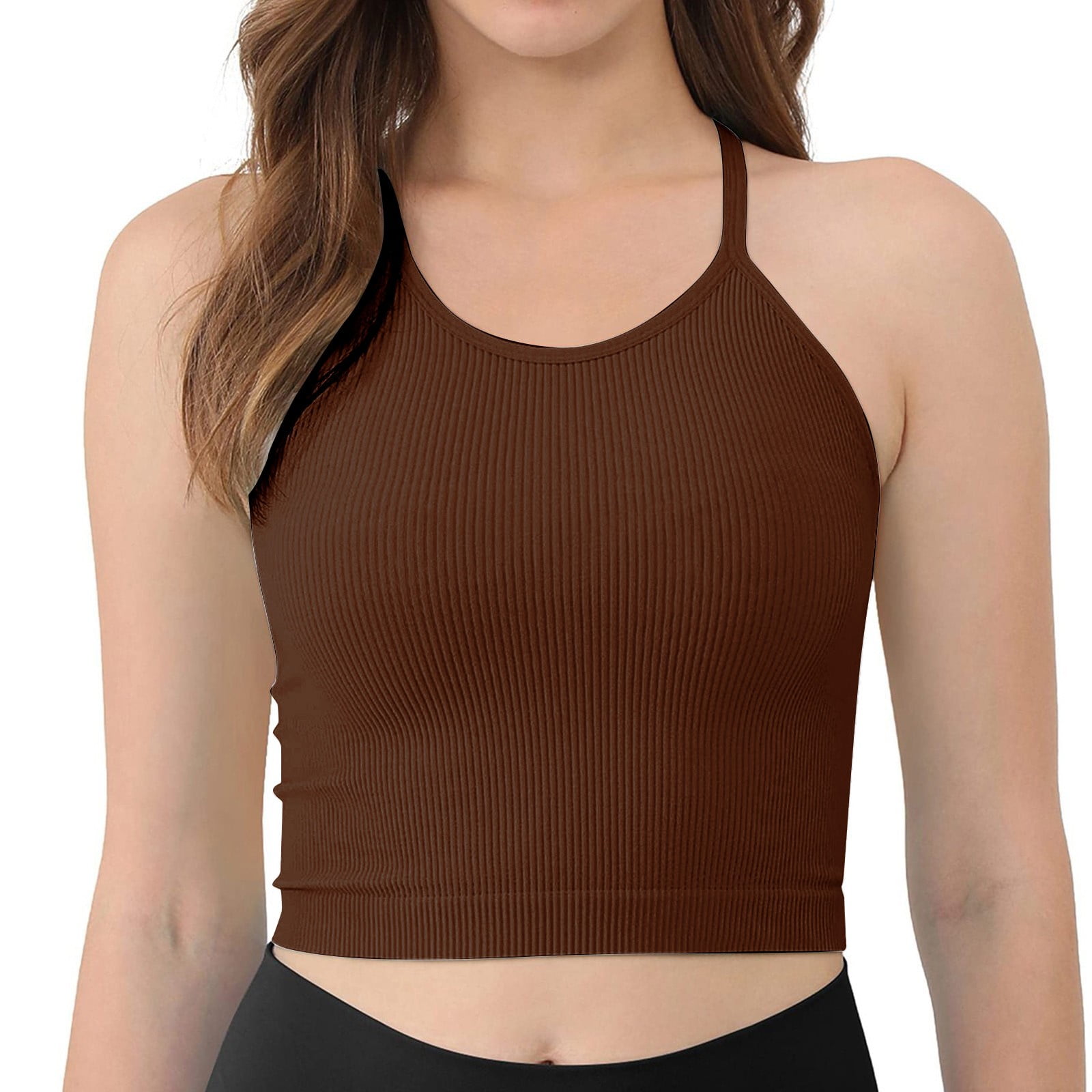Willbest White Tank Top Woman With Built In Bra Fitted Womens Cropped Tank Top Seamless Ribbed