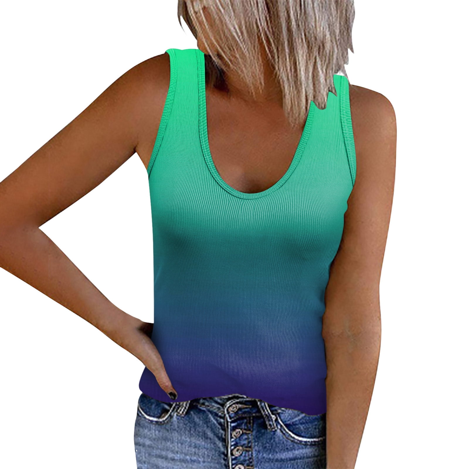 Willbest White Tank Top Woman With Built In Bra Padded Womens Sexy Gradient Slim Fit Vests Low