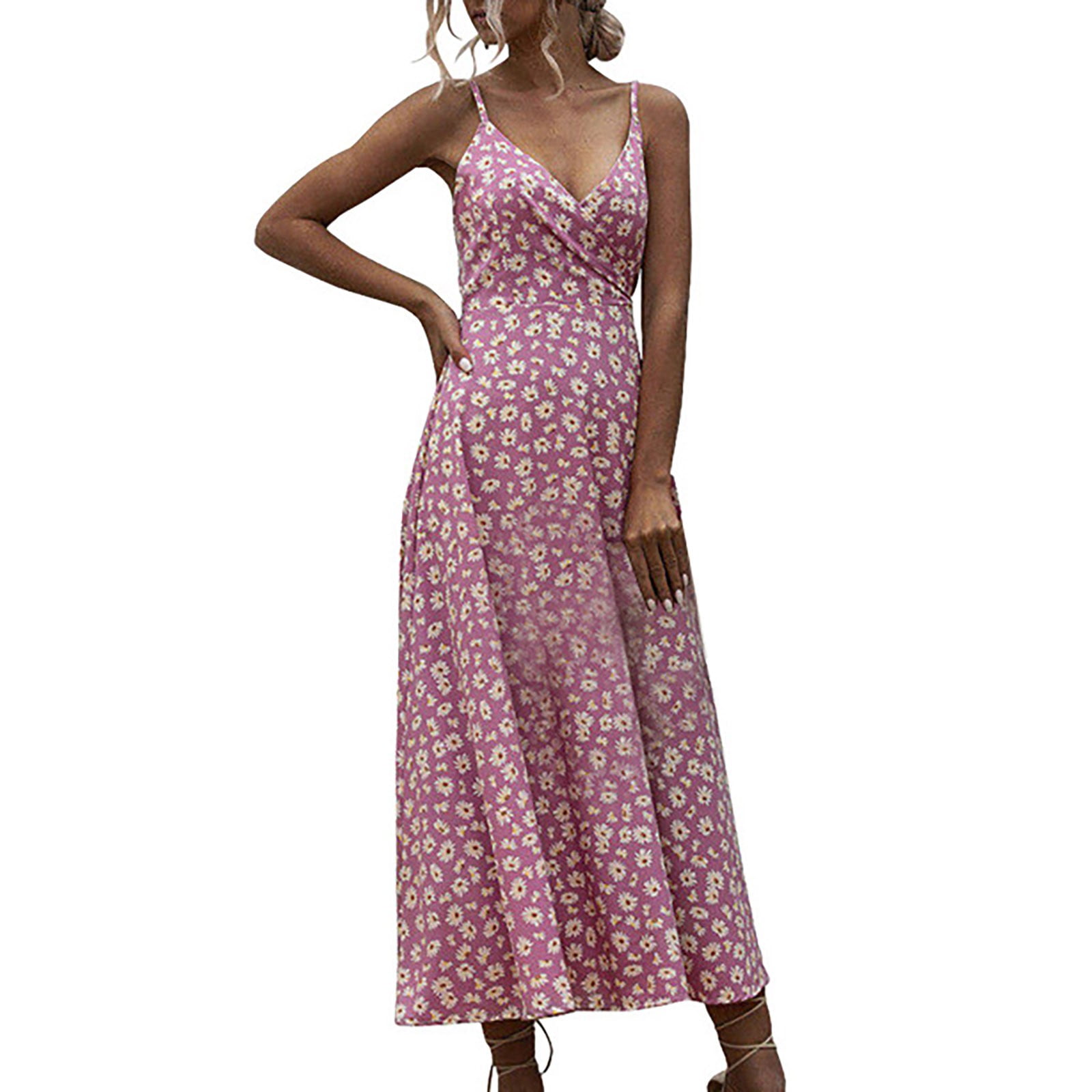 Willbest Women Floral Dresses Summer Summer Sexy Sling Backless Bow