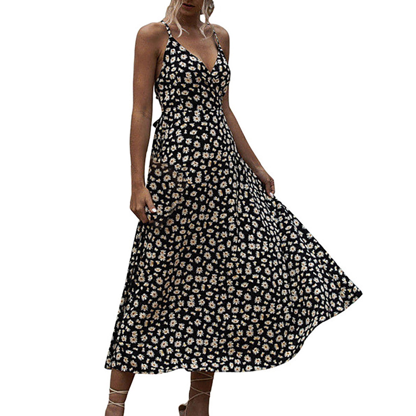 Willbest Women Floral Dresses Summer Summer Sexy Sling Backless Bow
