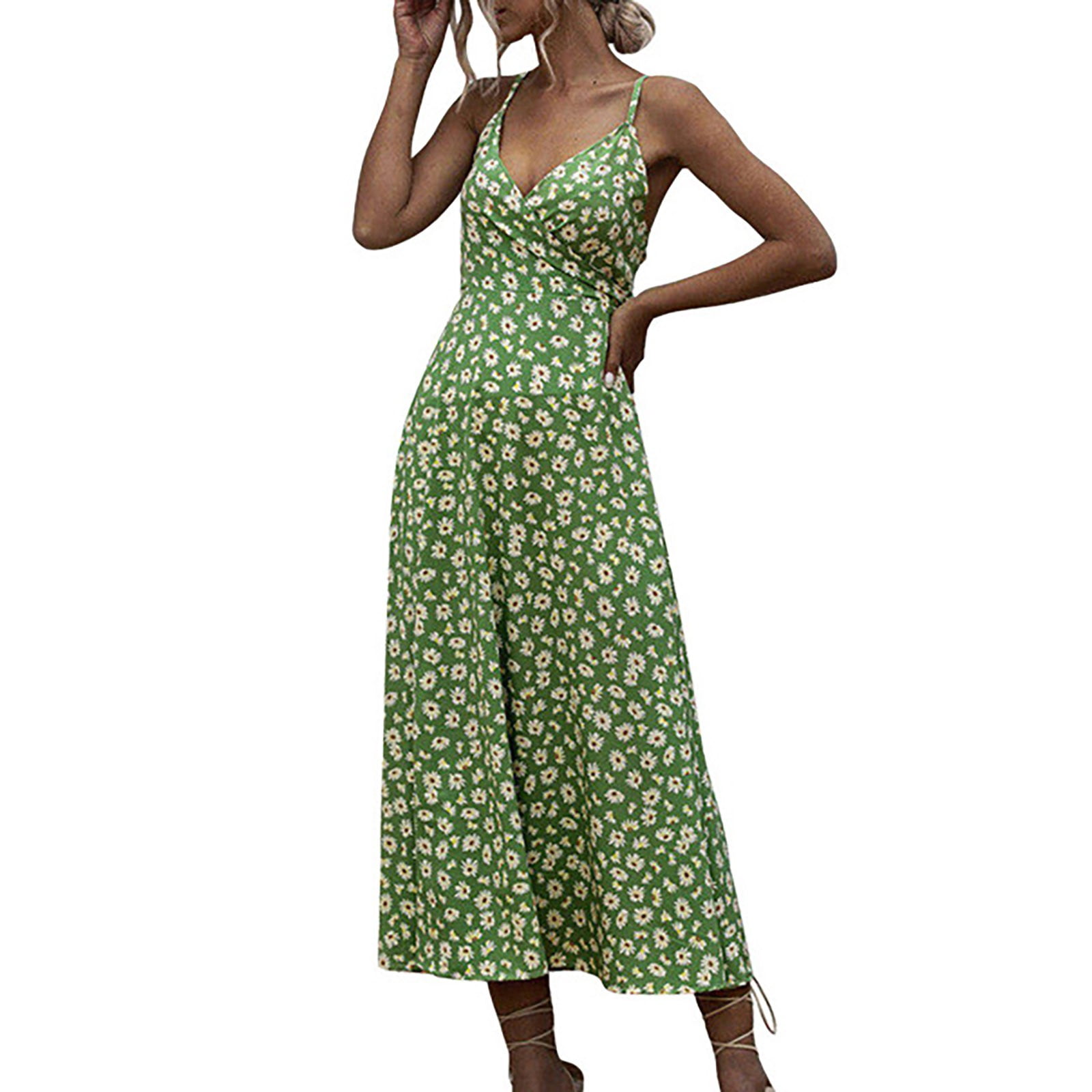Willbest Women Floral Dresses Summer Summer Sexy Sling Backless Bow