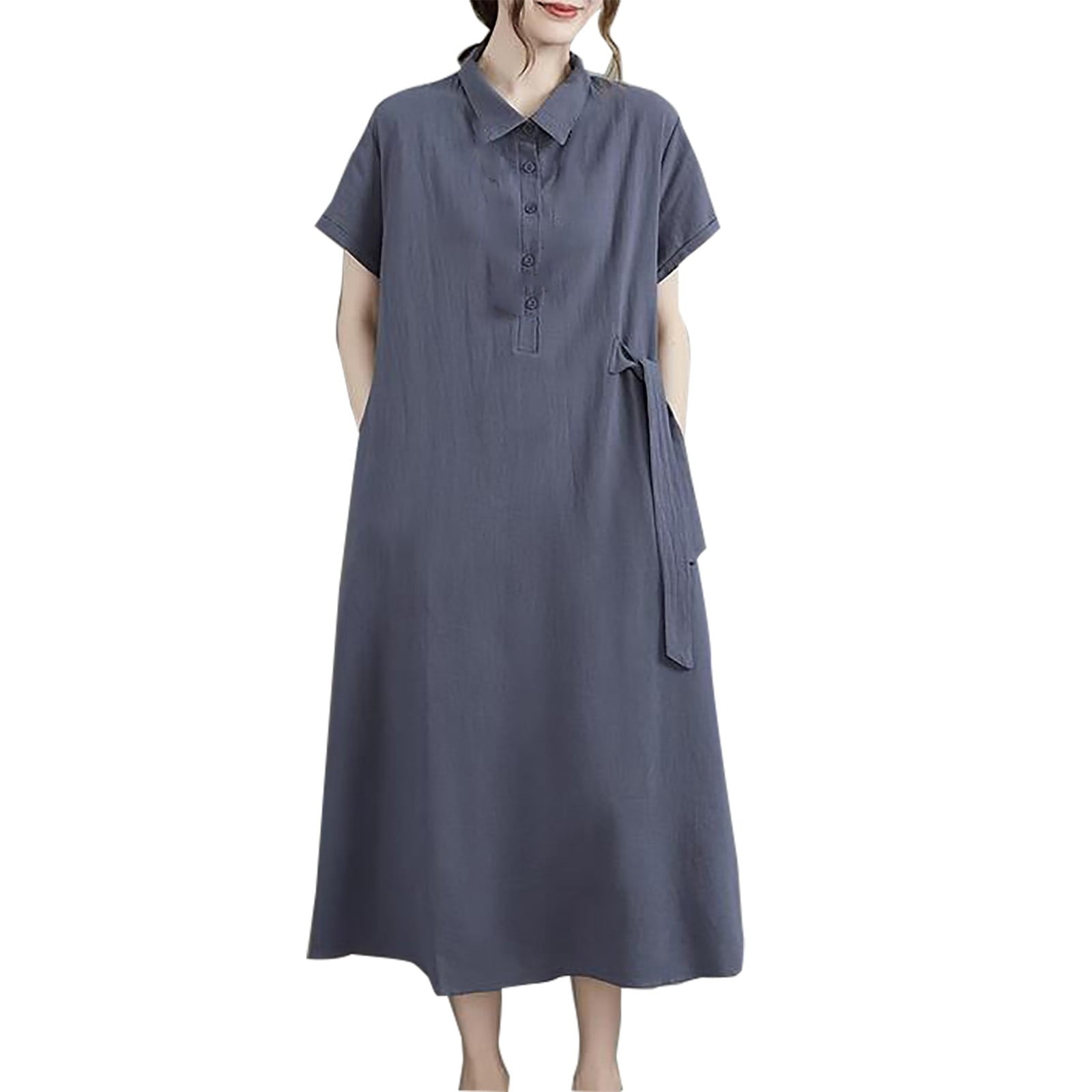 WILLBEST Womens Dresses for Wedding Guest 16 Size Women's Solid Cotton ...