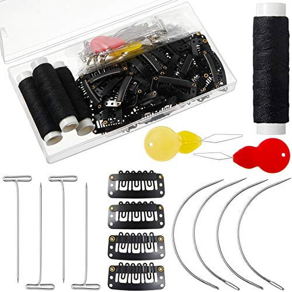 WILLBOND 85 Pieces Hair Extensions Clip Wig Making Set, Includes 50 U ...