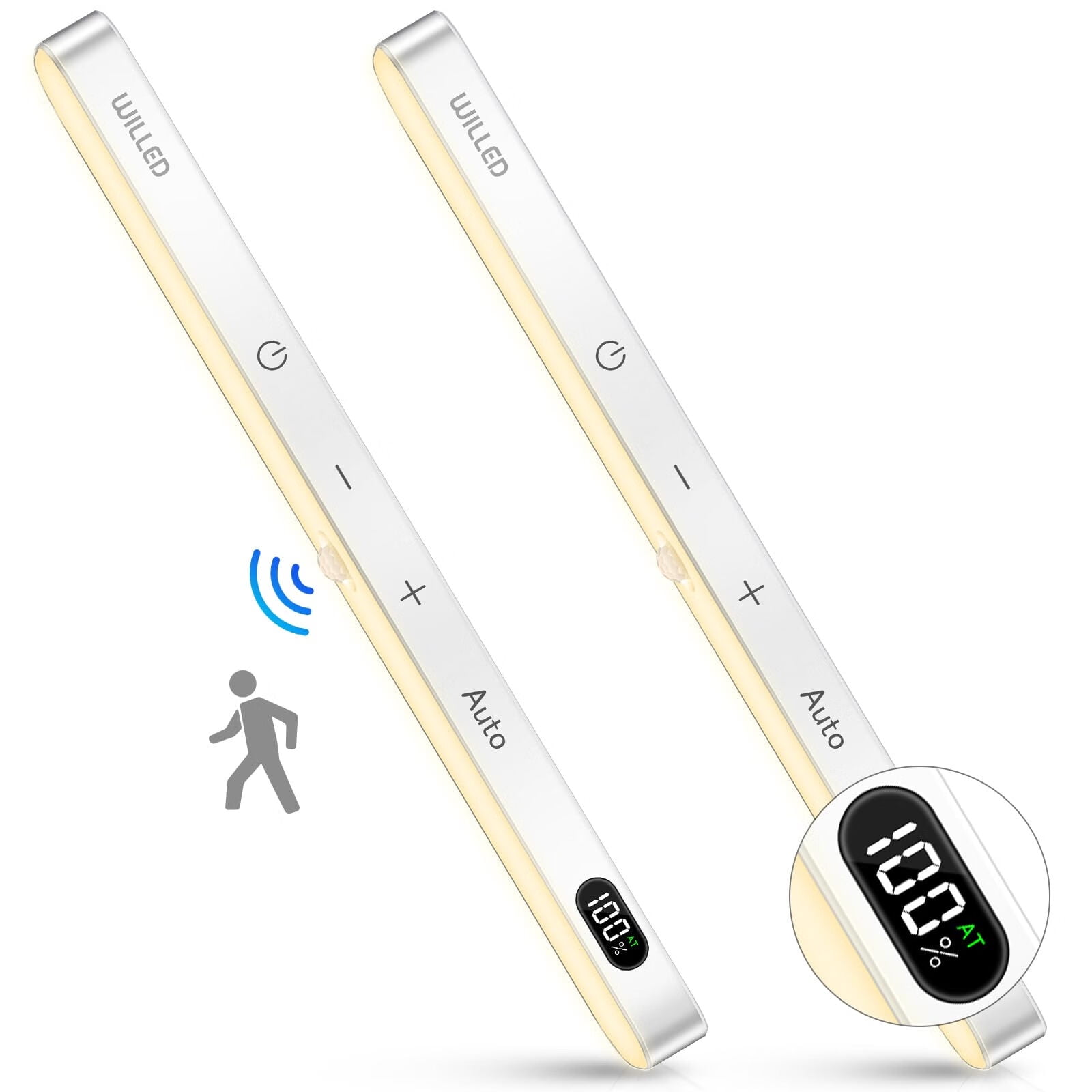 WILLED 3000K Closet Lights Motion Sensored, Battery Display, 60 LED ...