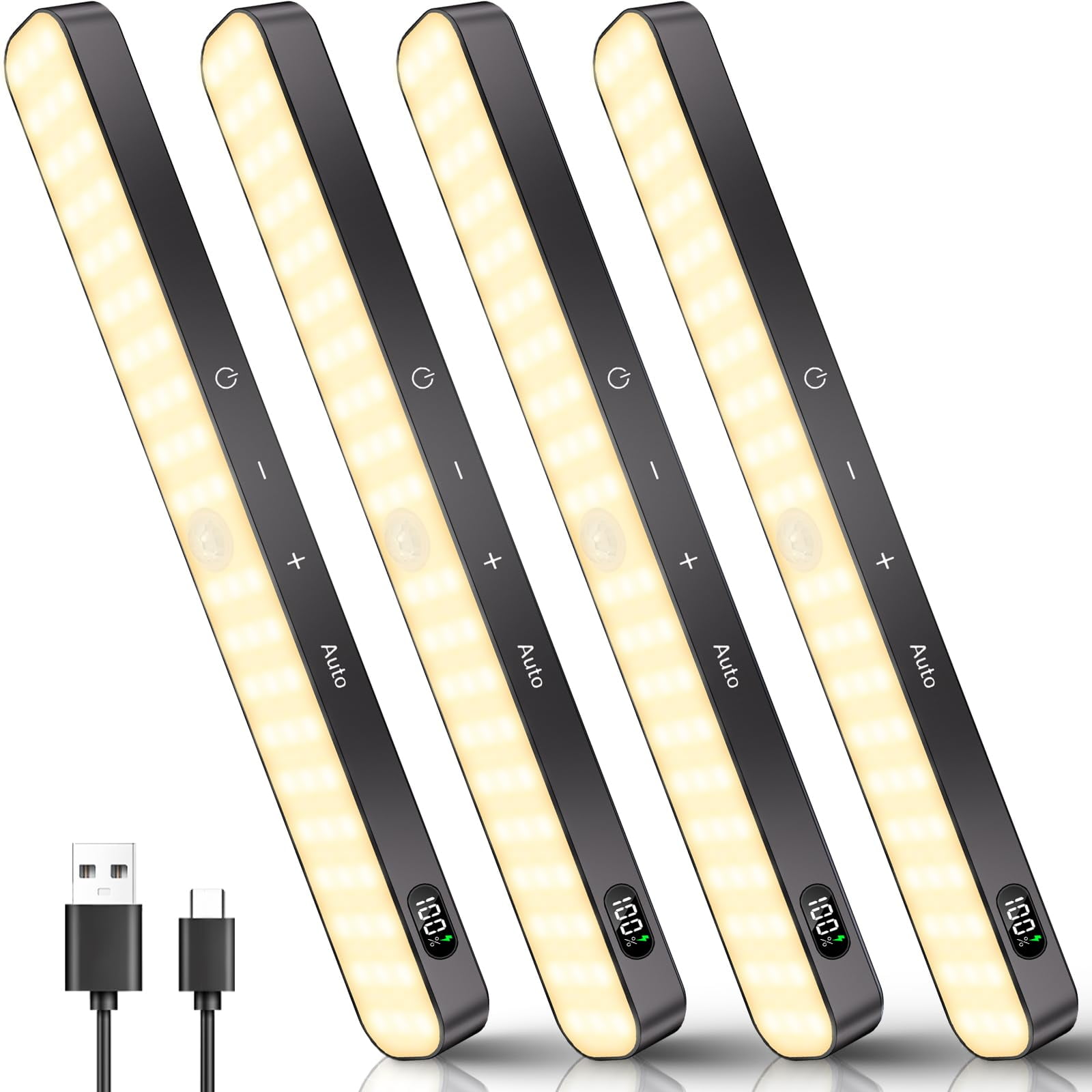 WILLED 4 Pack Rechargeable Motion Sensor Cabinet Light, 60 LED Dimmable ...