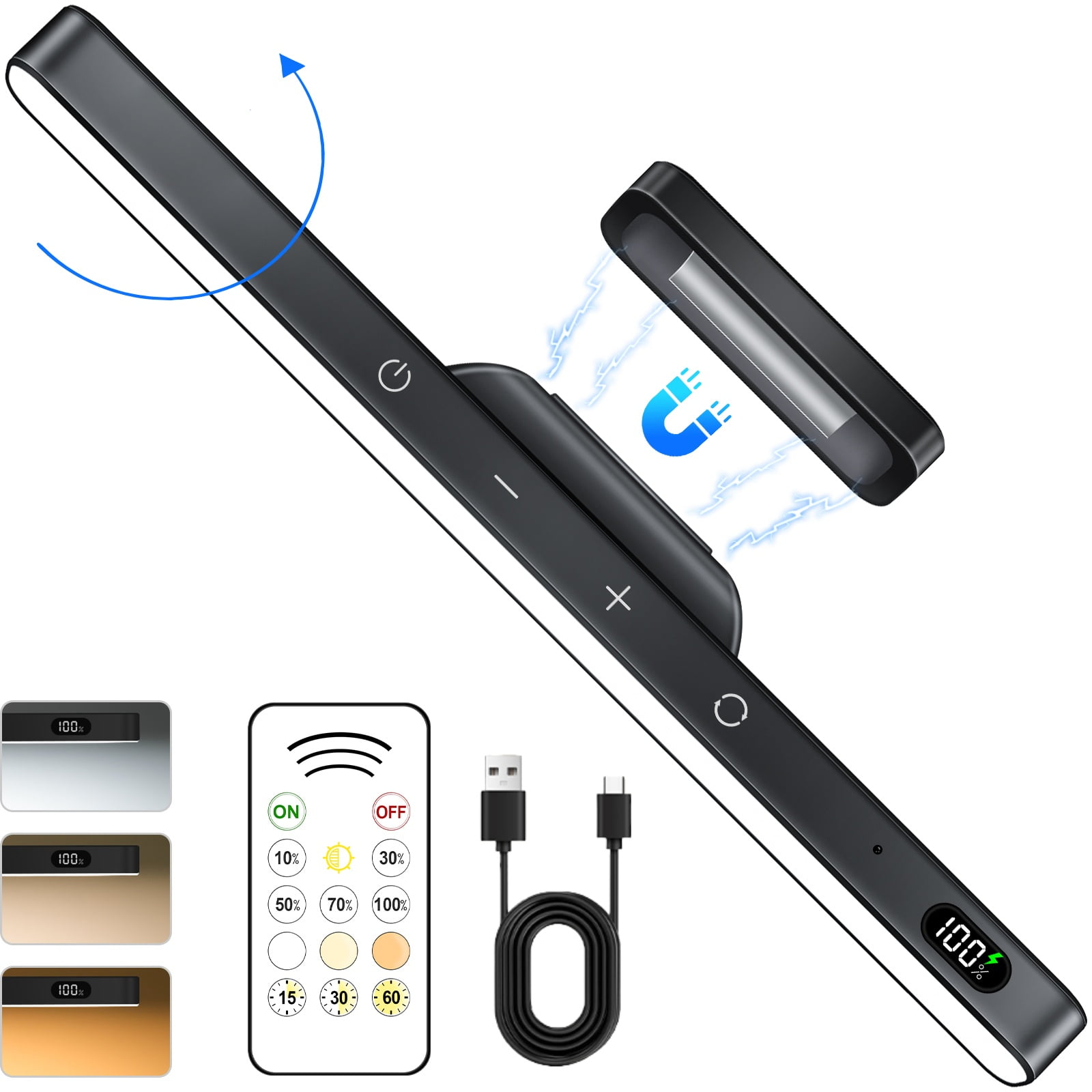 Willed 5W Rechargeable Vanity Lights, 3 Colors, Magnetic Stick-On ...