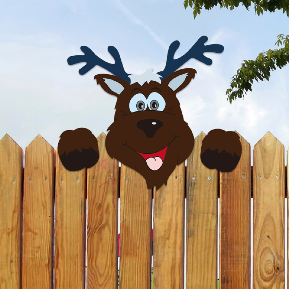 WILLED Christmas Fence Peeker Decoration, Santa Claus Reindeer Snowman ...