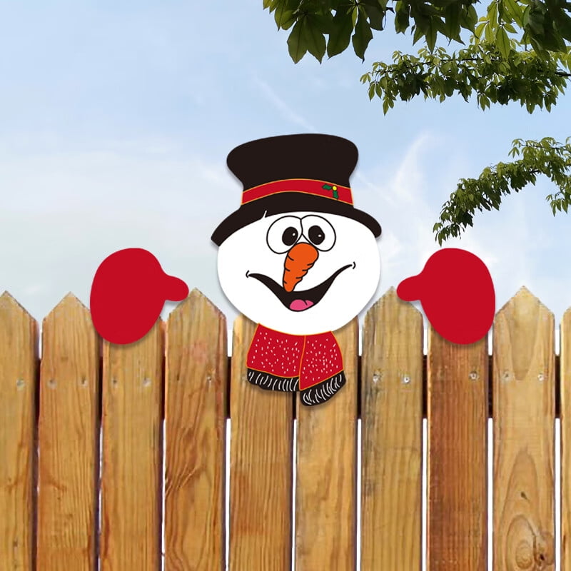 WILLED Christmas Fence Peeker Decoration, Santa Claus Reindeer Snowman ...