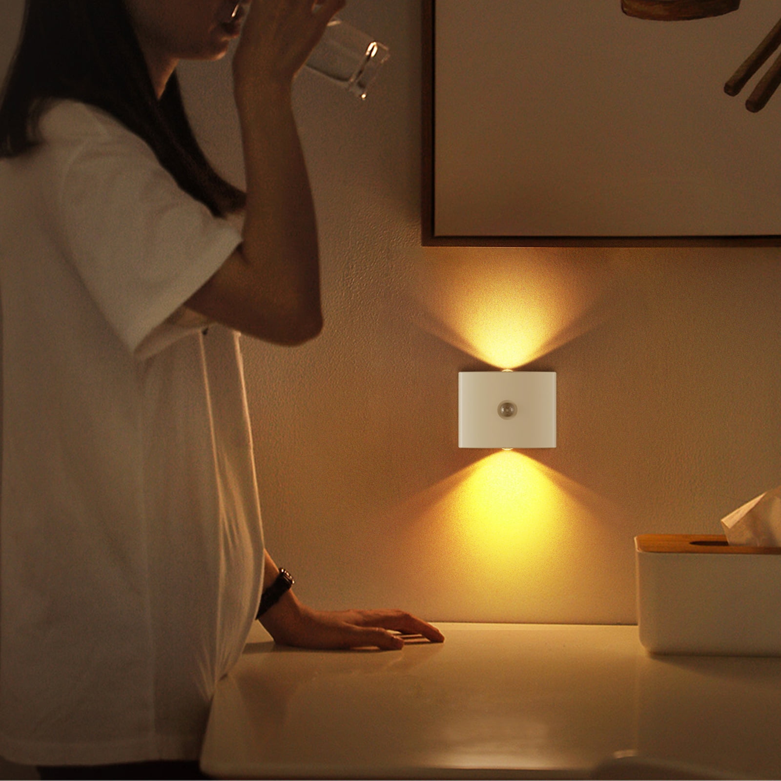 WILLED Magnetic Motion Sensor Night Lights Indoor Rechargeable, 3 Color ...