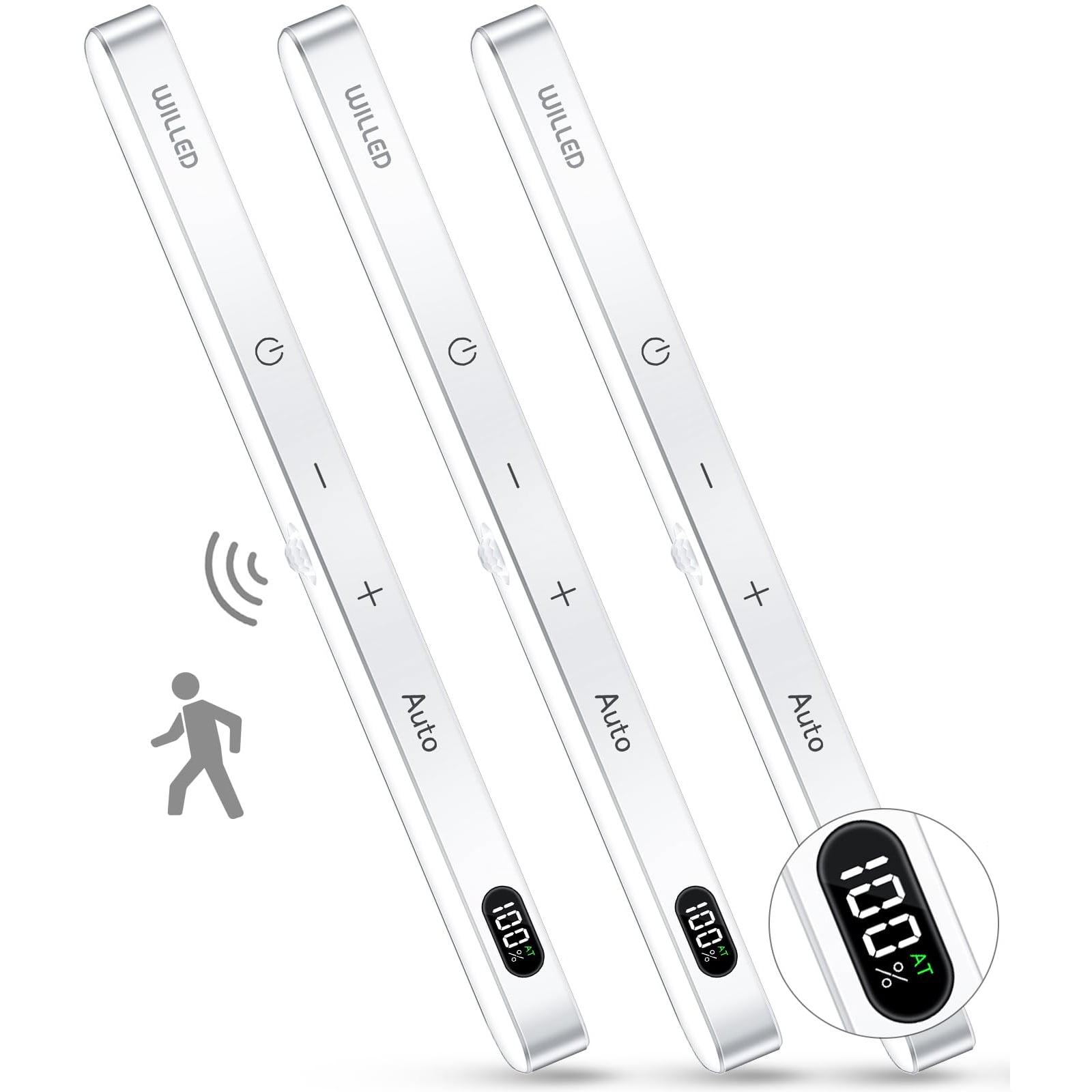 WILLED 3 Pack Motion Sensor Light, 60 LED Wireless Rechargeable Battery ...