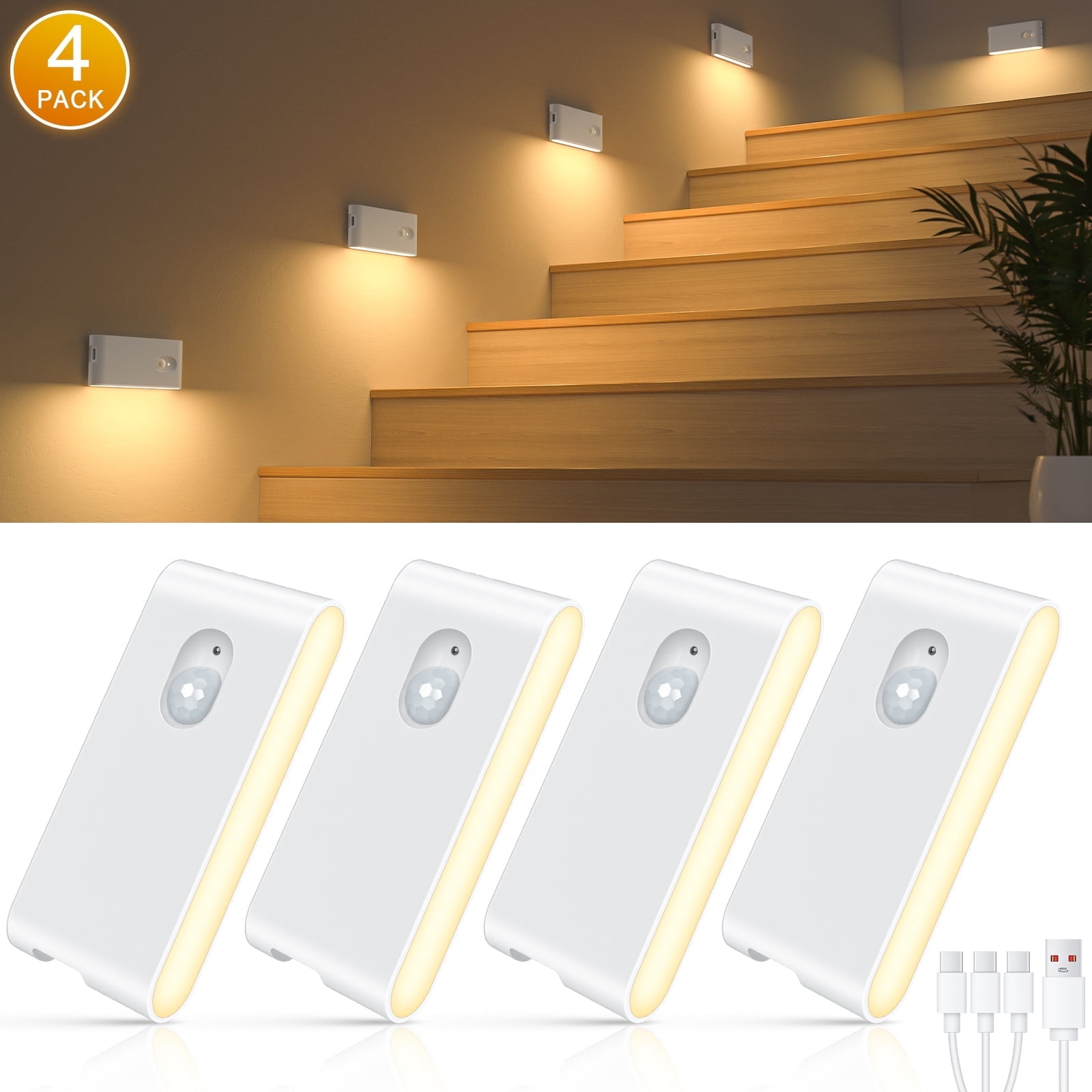 WILLED Rechargeable Motion Sensor Night Lights, Battery Powered LED ...