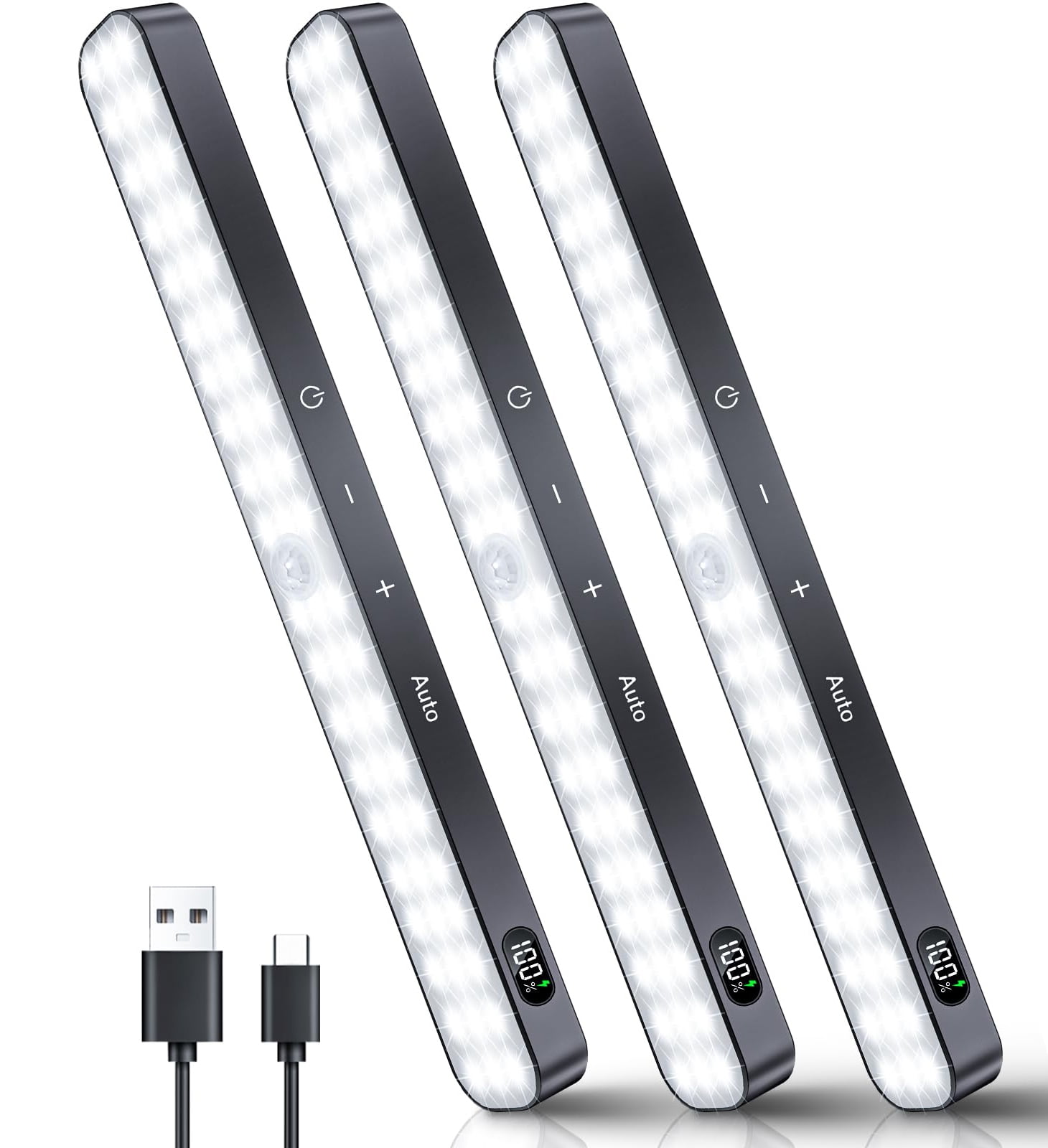 WILLED 3 Pack LED Motion Sensor Light Bar for Kitchen, Closet, Pantry ...