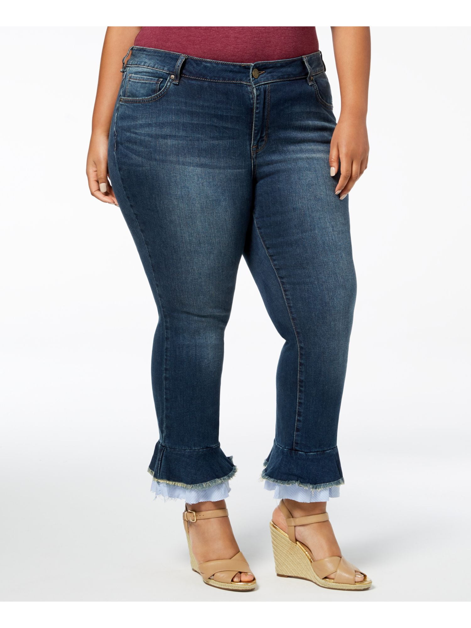 WILLIAM RAST $109 Womens Blue Skinny Flared Hem Ankle Jeans 20W Plus B+B - Walmart.com