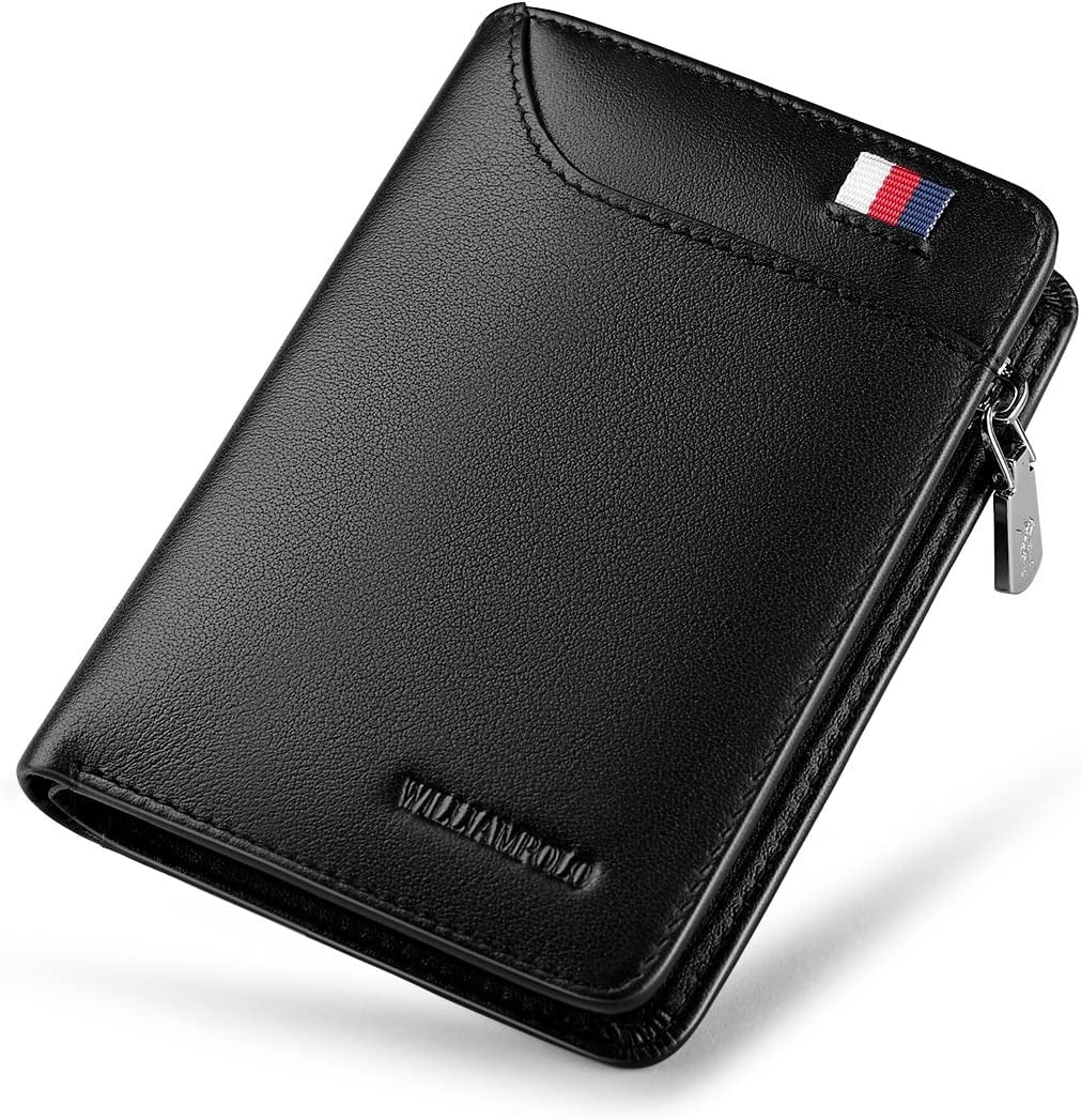 WILLIAMPOLO Men Wallets Genuine Leather Slim Wallet Mens Short Money ...