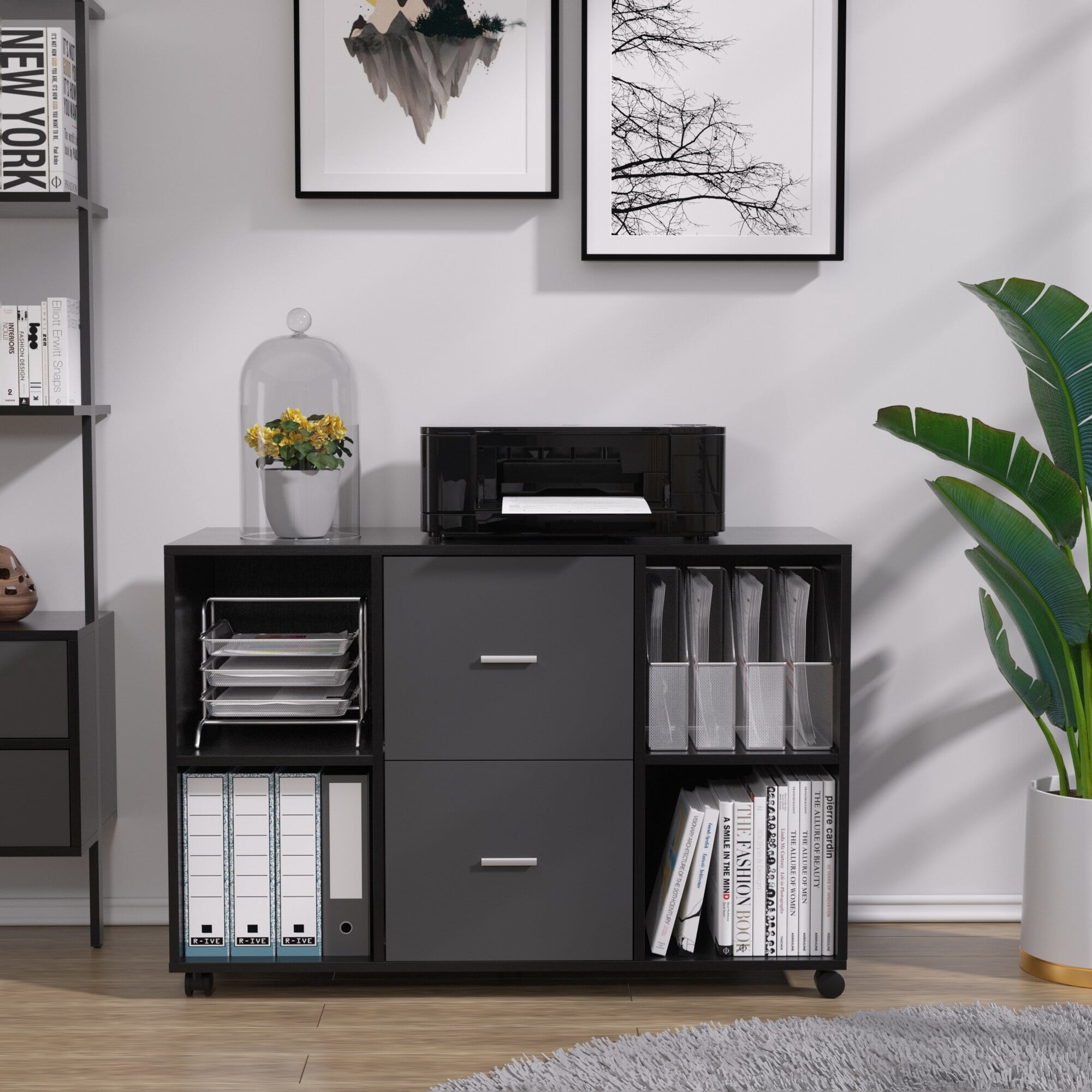 WILLIAMSPACE Mobile Lateral File Cabinet Printer Stand with 2 Drawers ...
