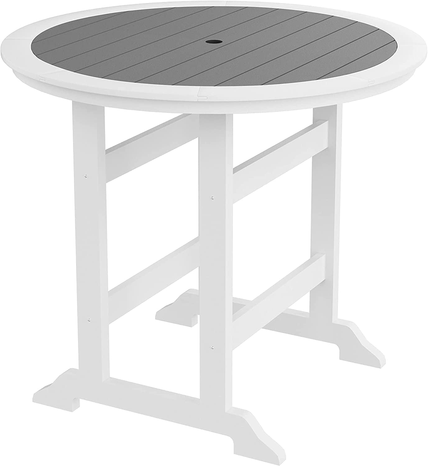 WILLIAMSPACE Round Patio Bar Table, 47"x47" Outdoor Bar Table with 1.96 ...