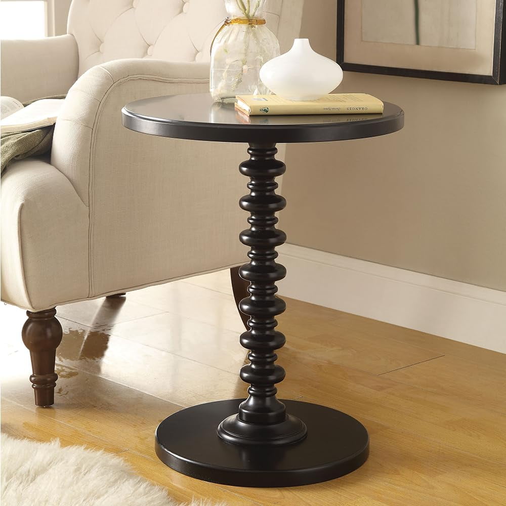 WILLIAMSPACE Round Pedestal Table Wood Side Table, Accent Martini Table ...
