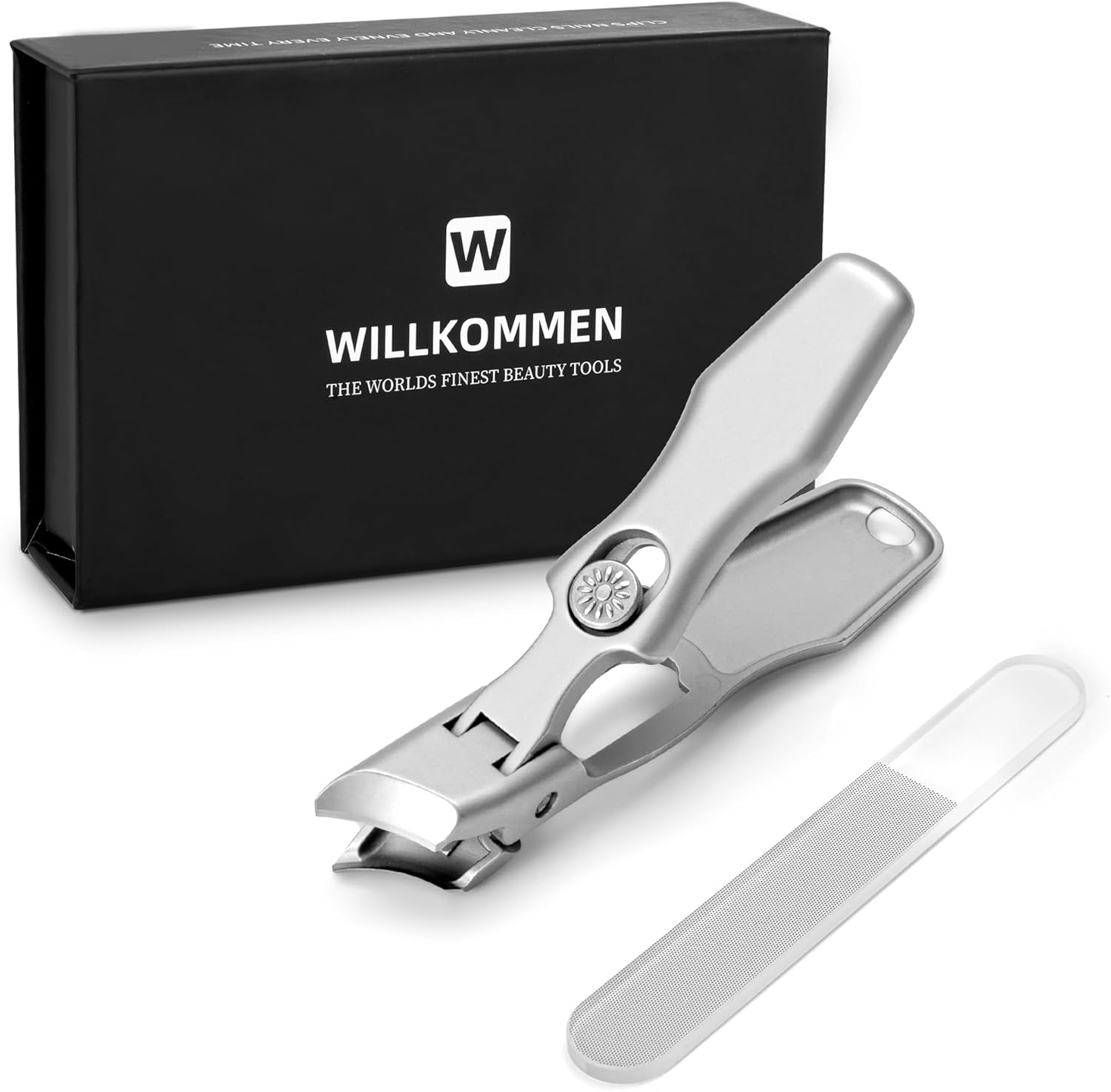 WILLKOMMEN Nail Clippers with File - Extra Wide Jaw Opening and Heavy ...