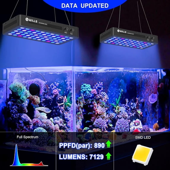 WILLS Aquarium Light, Full Reef Lights for Coral with Dual Dimmable ...