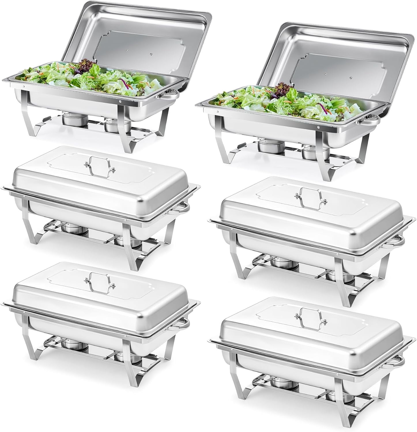 WILPREP 6pc Chafing Dish Buffet Set, Chafing Dishes for Buffet with 12 ...