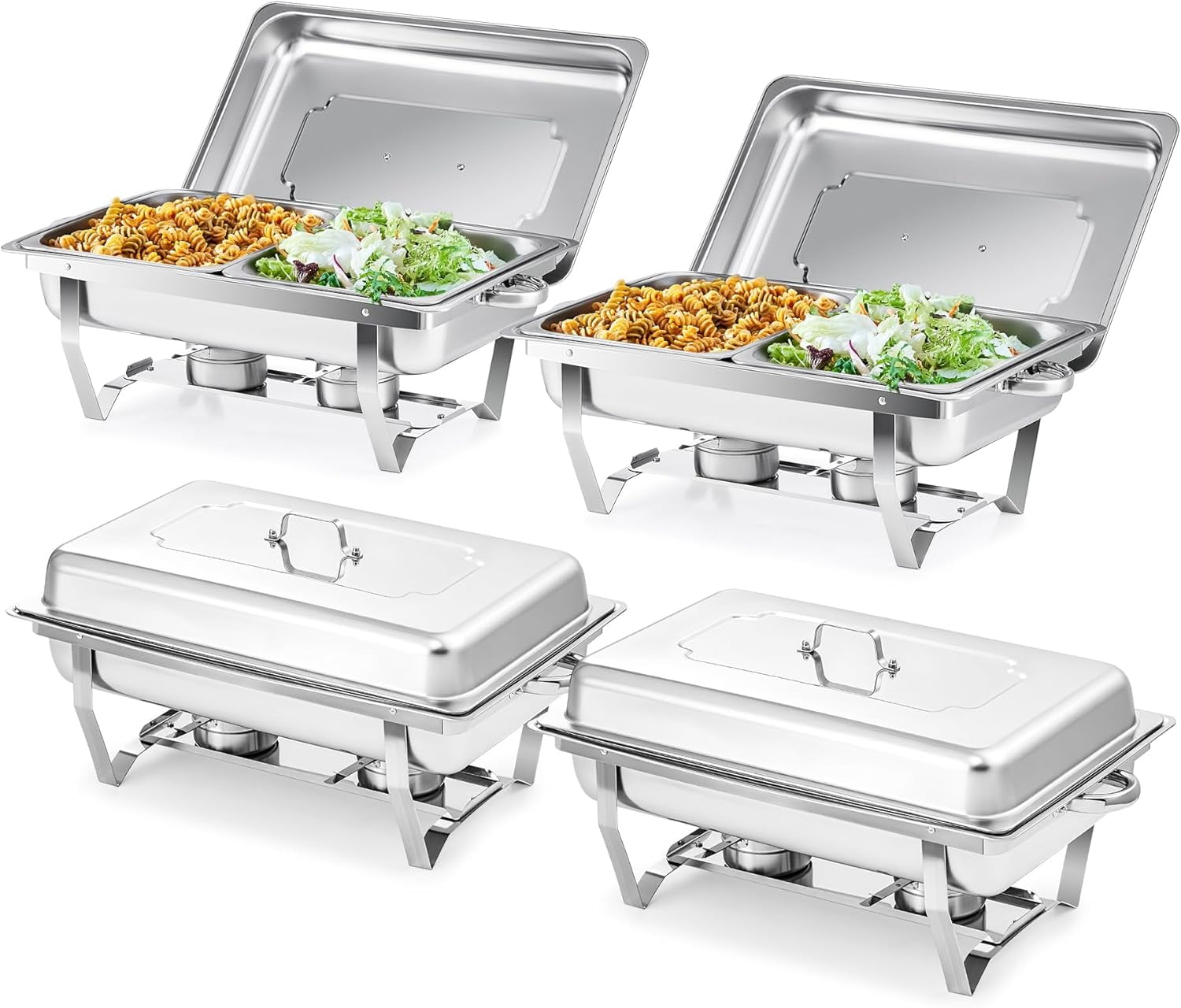 WILPREP Chafing Dish Buffet Set, 4 Pack 8 qt Chafers for Catering with ...