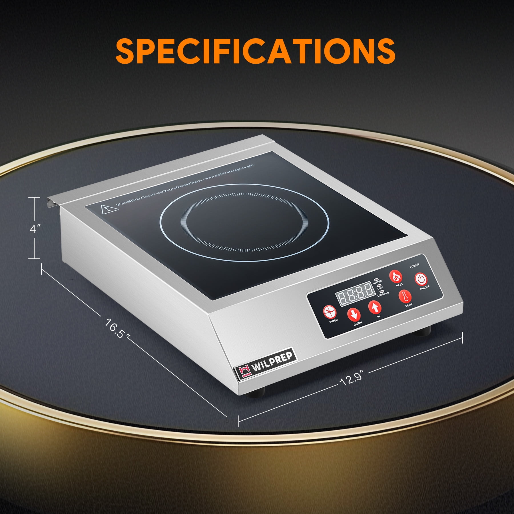 WILPREP Commercial Countertop Induction Range, Portable 1800W Induction ...