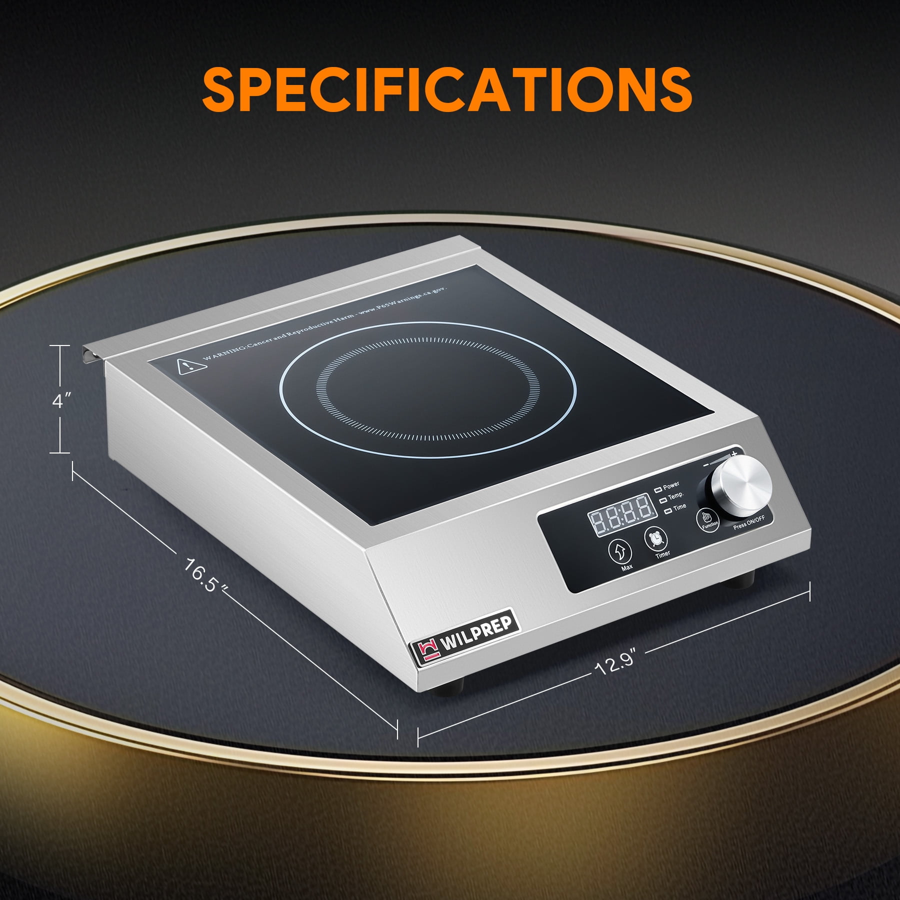 WILPREP Commercial Countertop Induction Range, Portable 1800W Induction ...