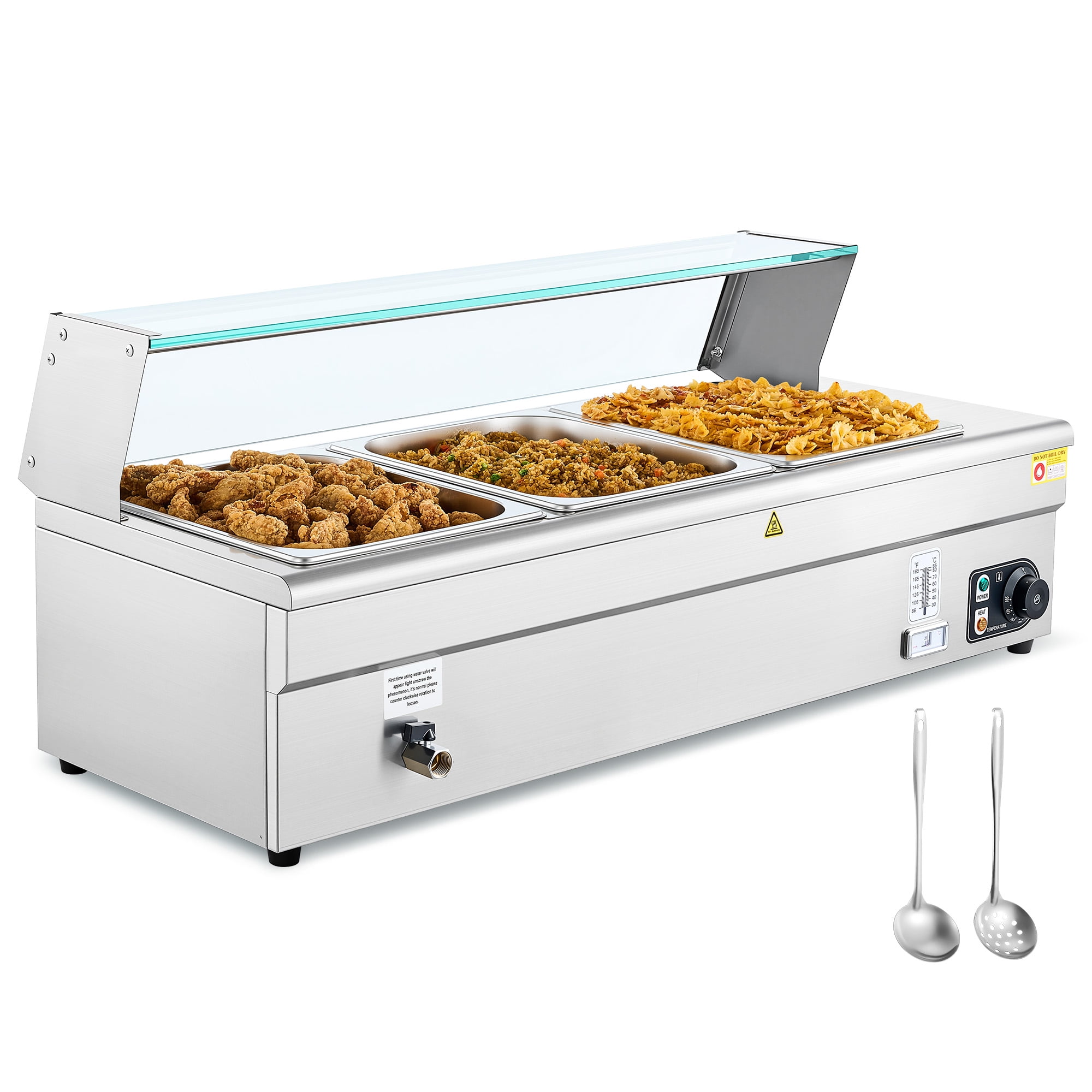 WILPREP Commercial Food Warmer w 3 1/2 Pans Drain Valve Adj. Temp ...