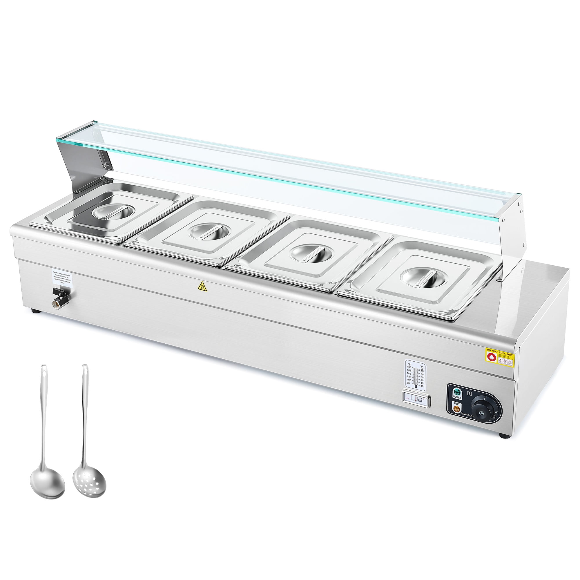 WILPREP Commercial Food Warmer w 4 1/2 Pans Drain Valve Adj. Temp ...