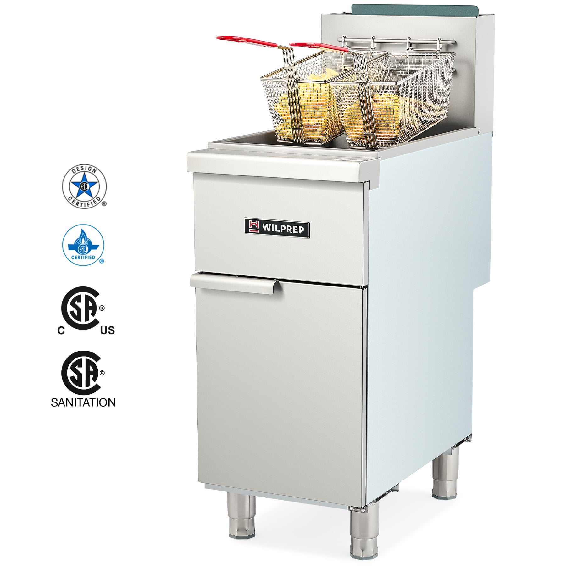WILPREP Commercial Gas Floor Fryer, 3 Burner Commercial Deep Fryer with ...