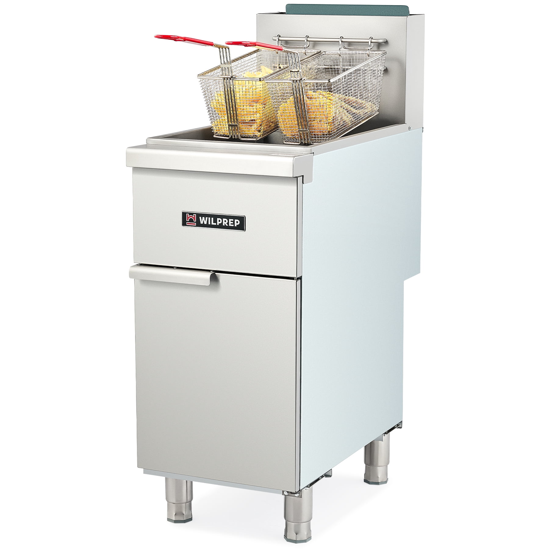 WILPREP Commercial Gas Floor Fryer, 3 Burner Commercial Deep Fryer with ...
